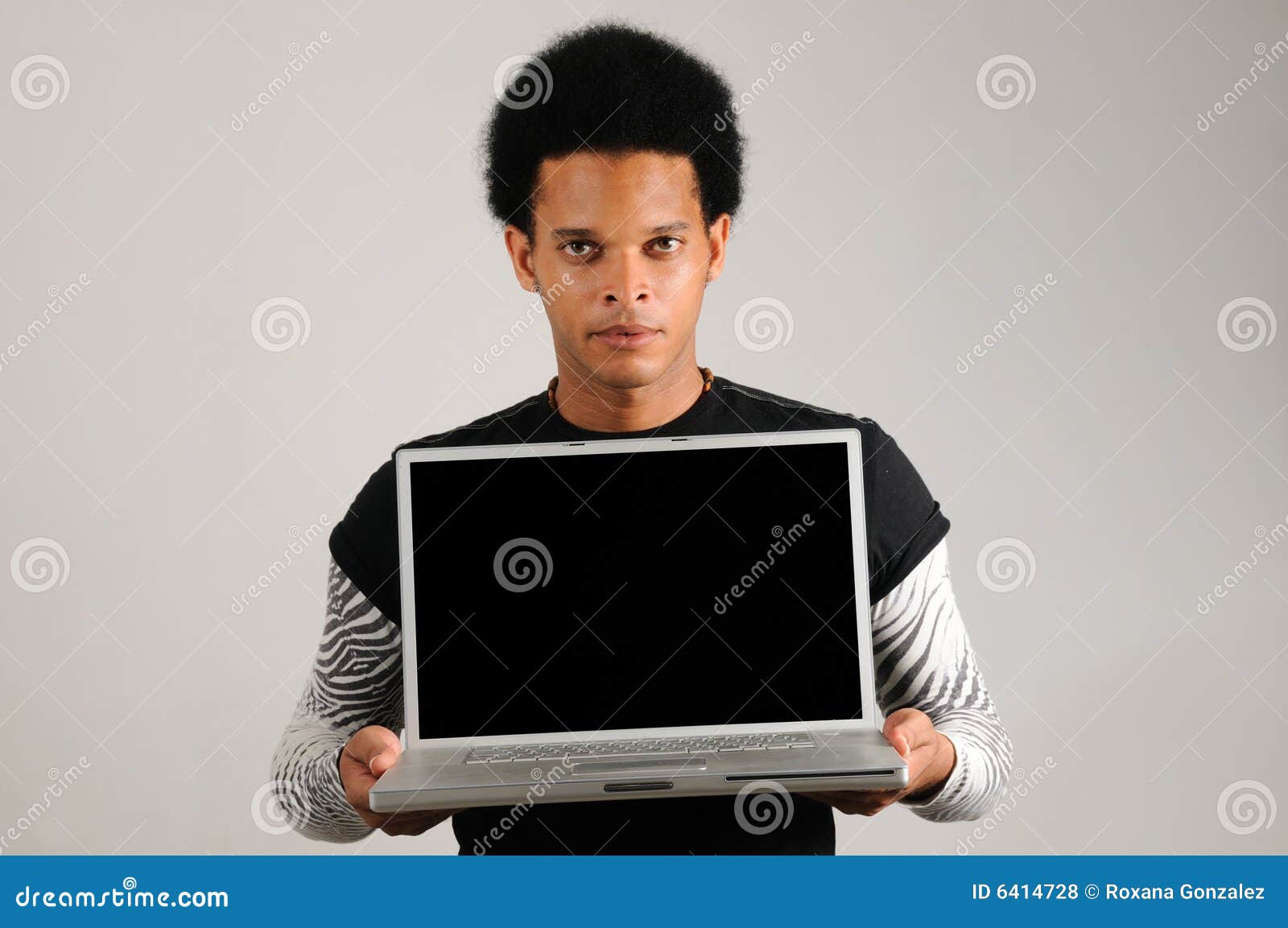 African Man Holding Laptop Computer Stock Photo - Image of blank ...