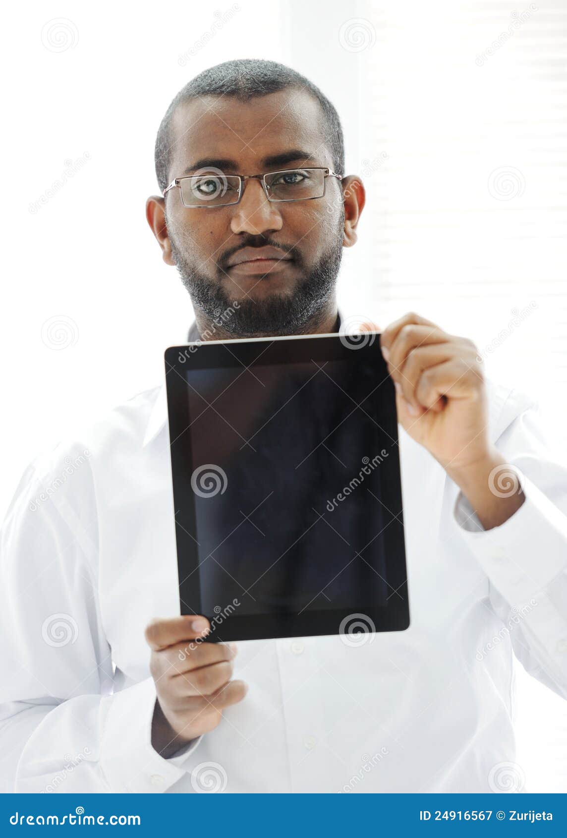 African Man Holding Tablet for Your Message Stock Image - Image of ...