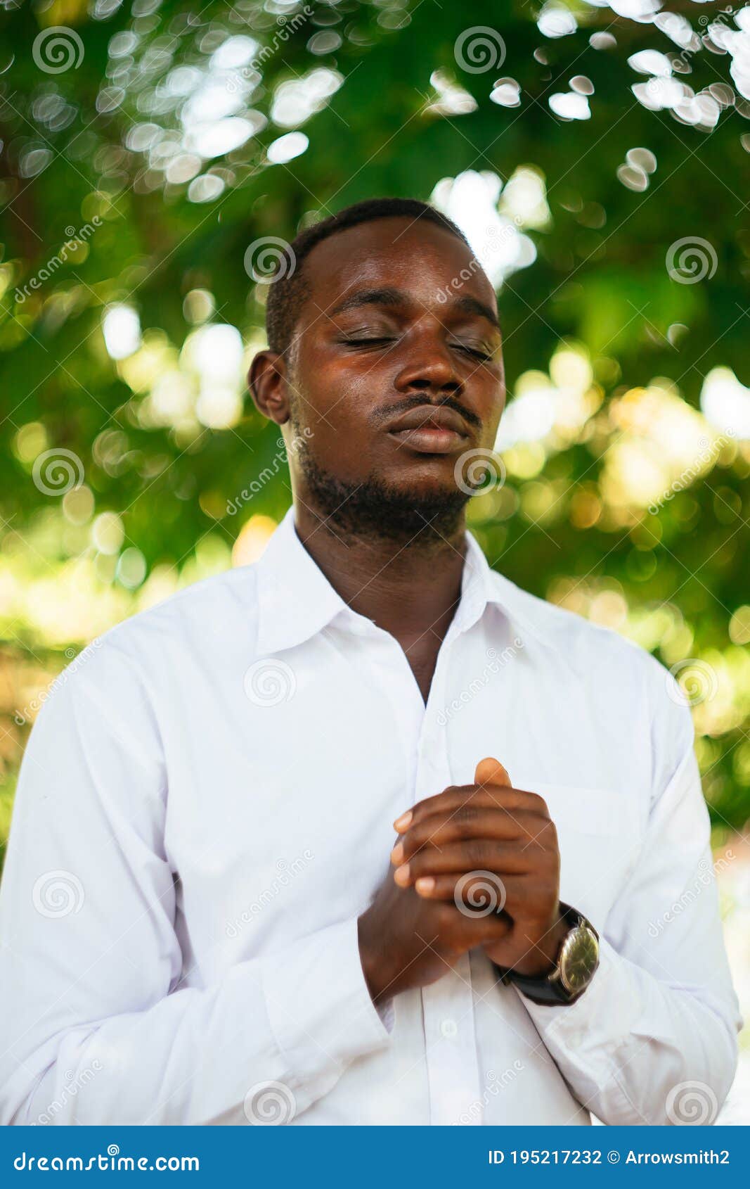 African Man Praying for God in the Green Nature Stock Photo - Image of ...