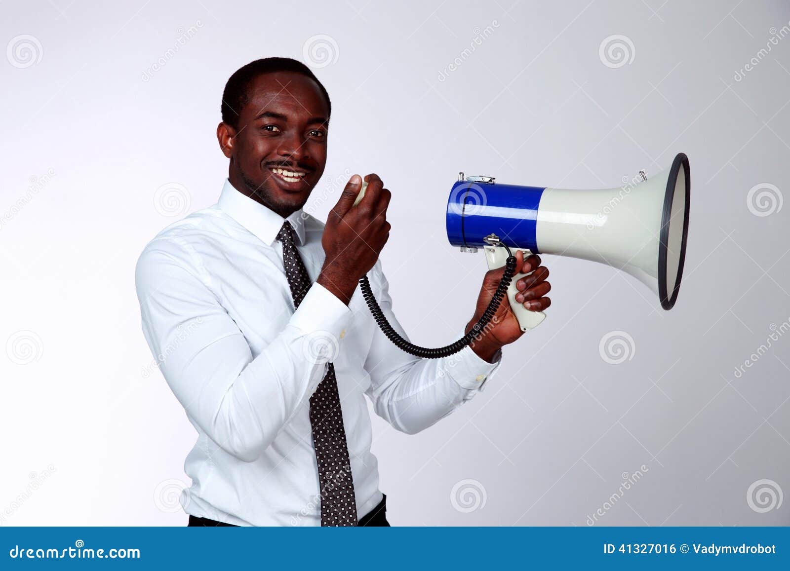 African Man Shouting through a Megaphone Stock Photo - Image of message ...