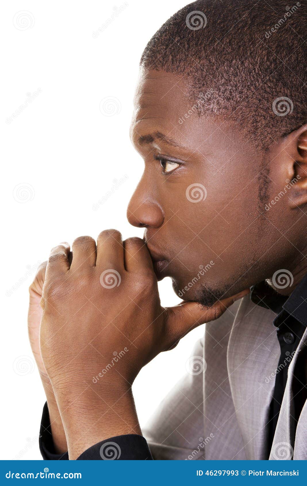 African Man Thinking about an Idea Stock Image - Image of adult, idea ...