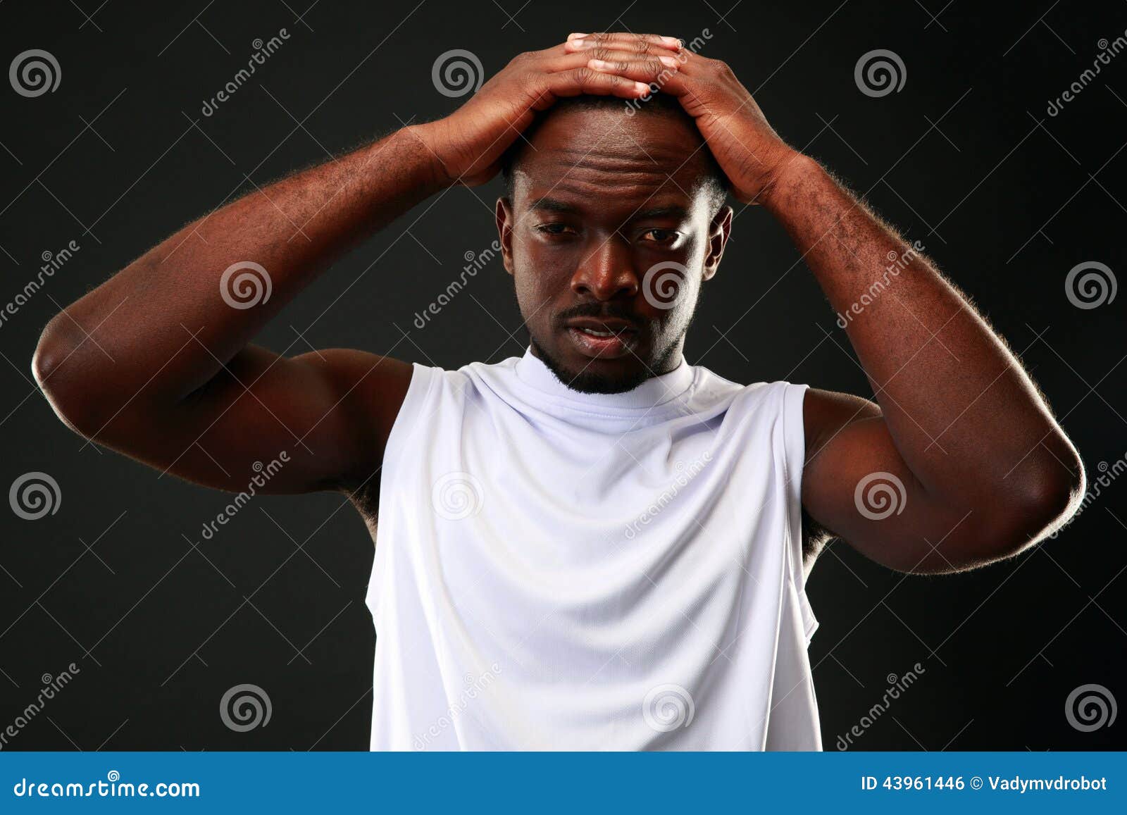 African Man Touching His Head Stock Photo - Image of frustrated, head ...