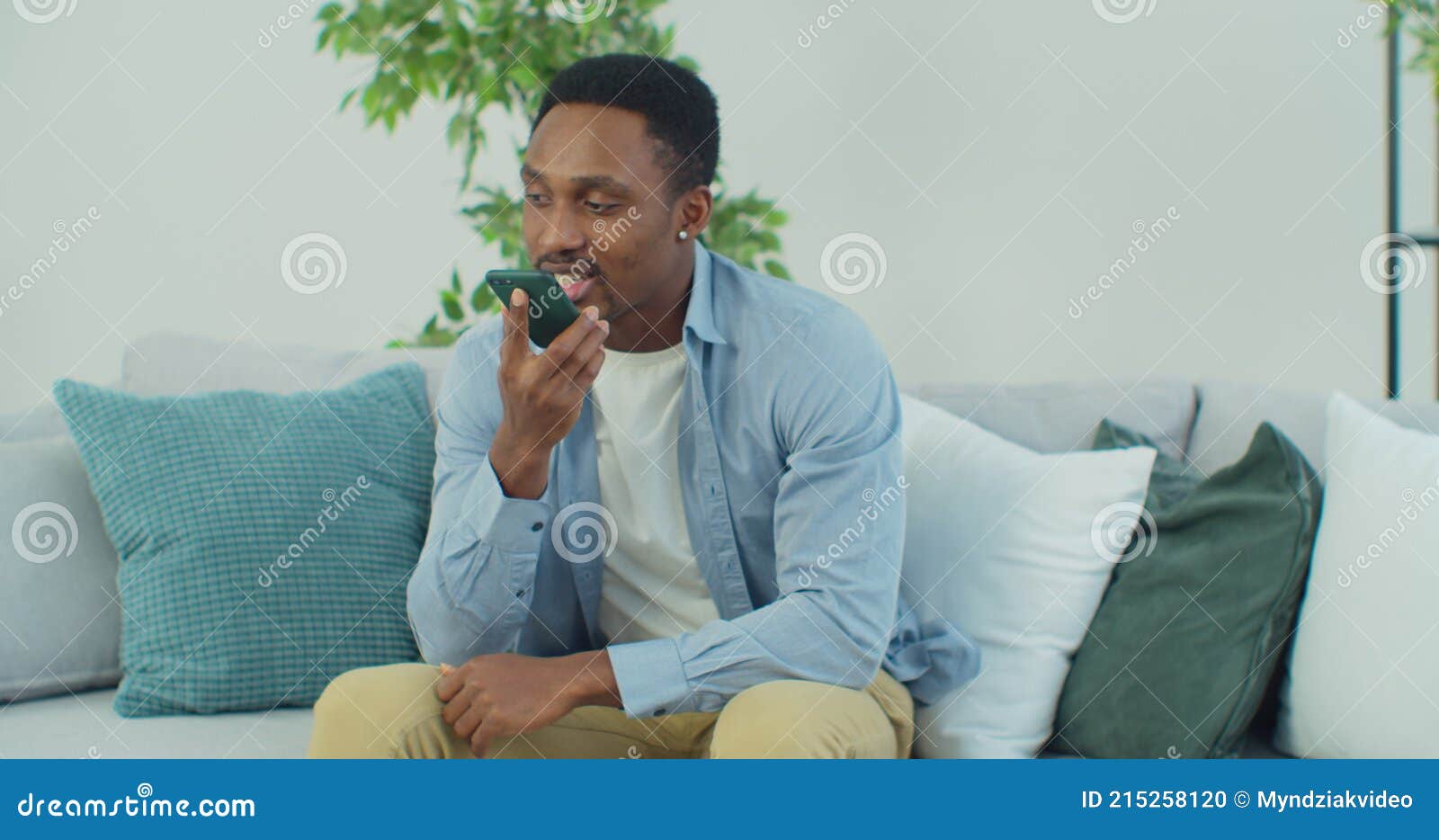 African Man User Speak To Virtual Digital Voice Recognition Assistant ...