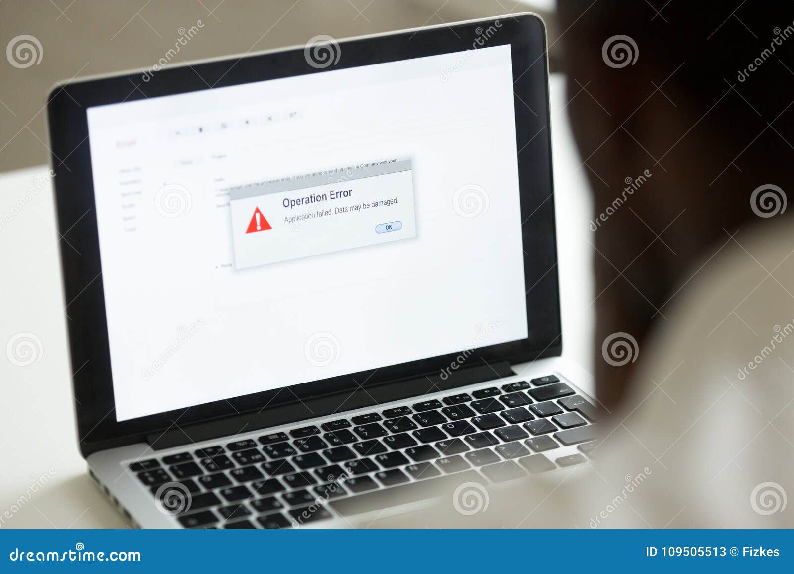 African Man Using Laptop with Application Failure Message on Scr Stock ...