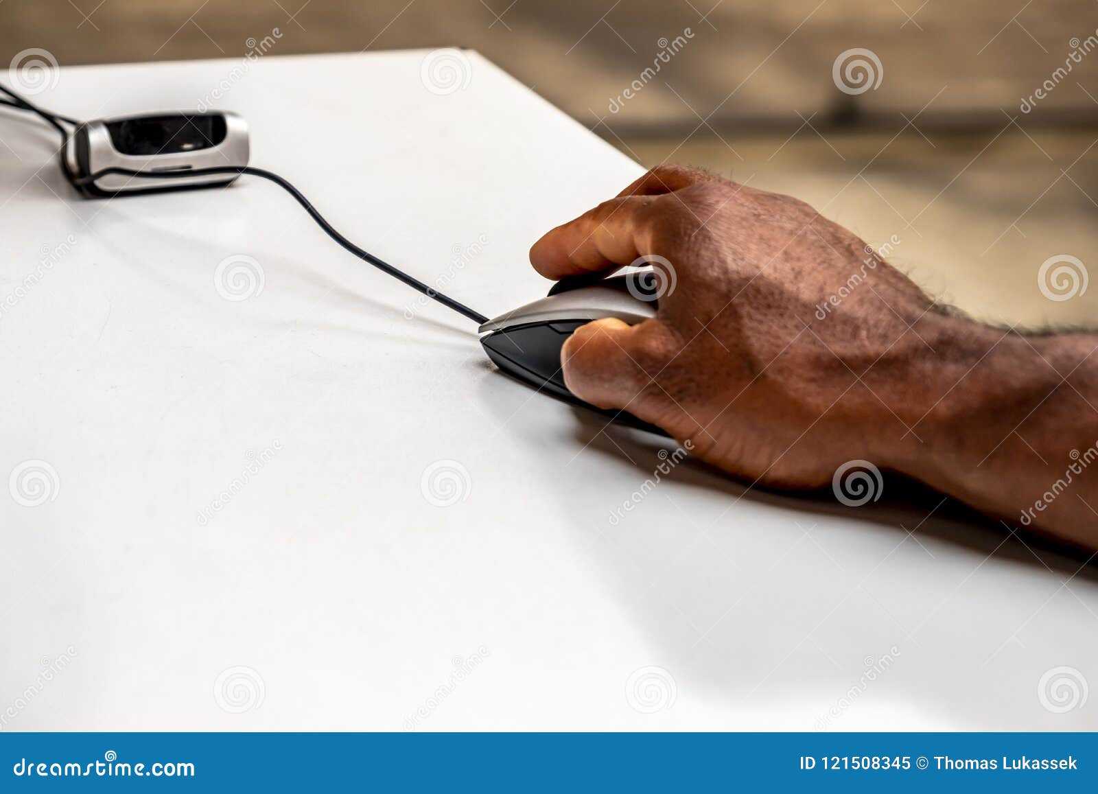 African Man Using Mouse To Control the Computer Stock Image - Image of ...