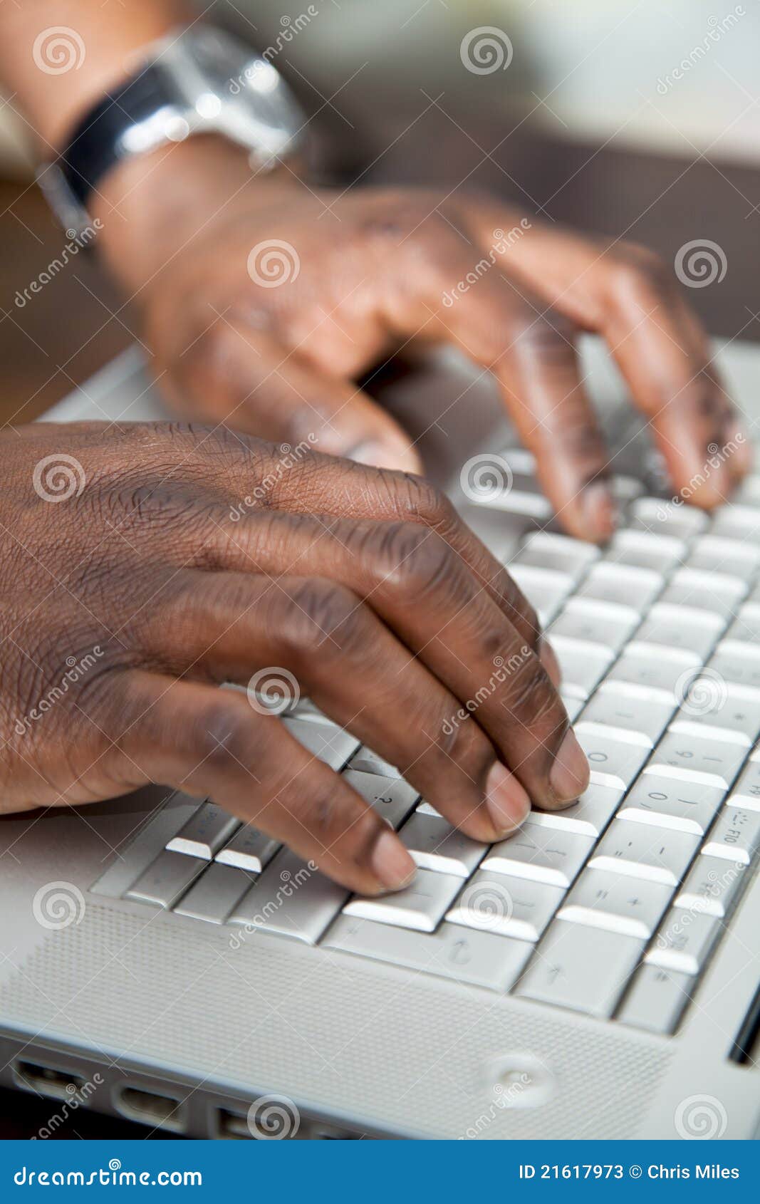 African Man Working on a Computer Stock Image - Image of descent ...