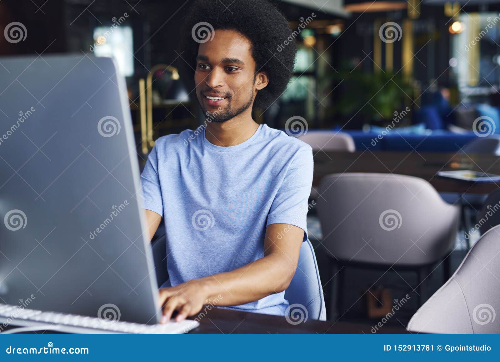 African Man Working on Computer in the Office Stock Image - Image of ...