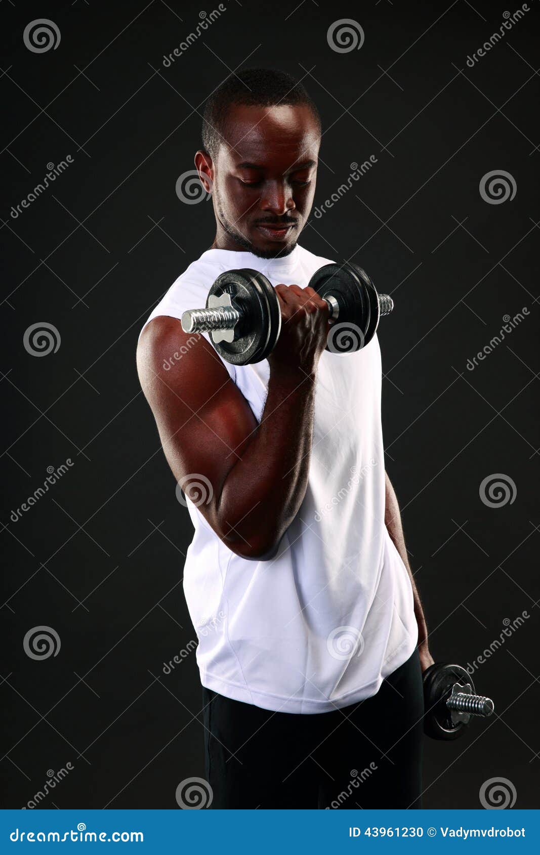 African Man Working Out with Dumbbells Stock Photo - Image of active ...