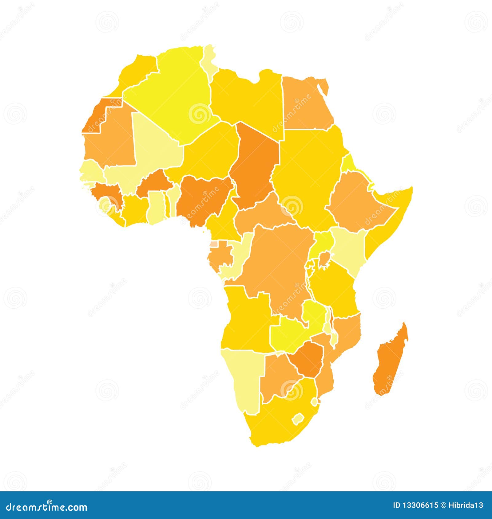 African Map In Yellow Colors Stock Image | CartoonDealer.com #13306615