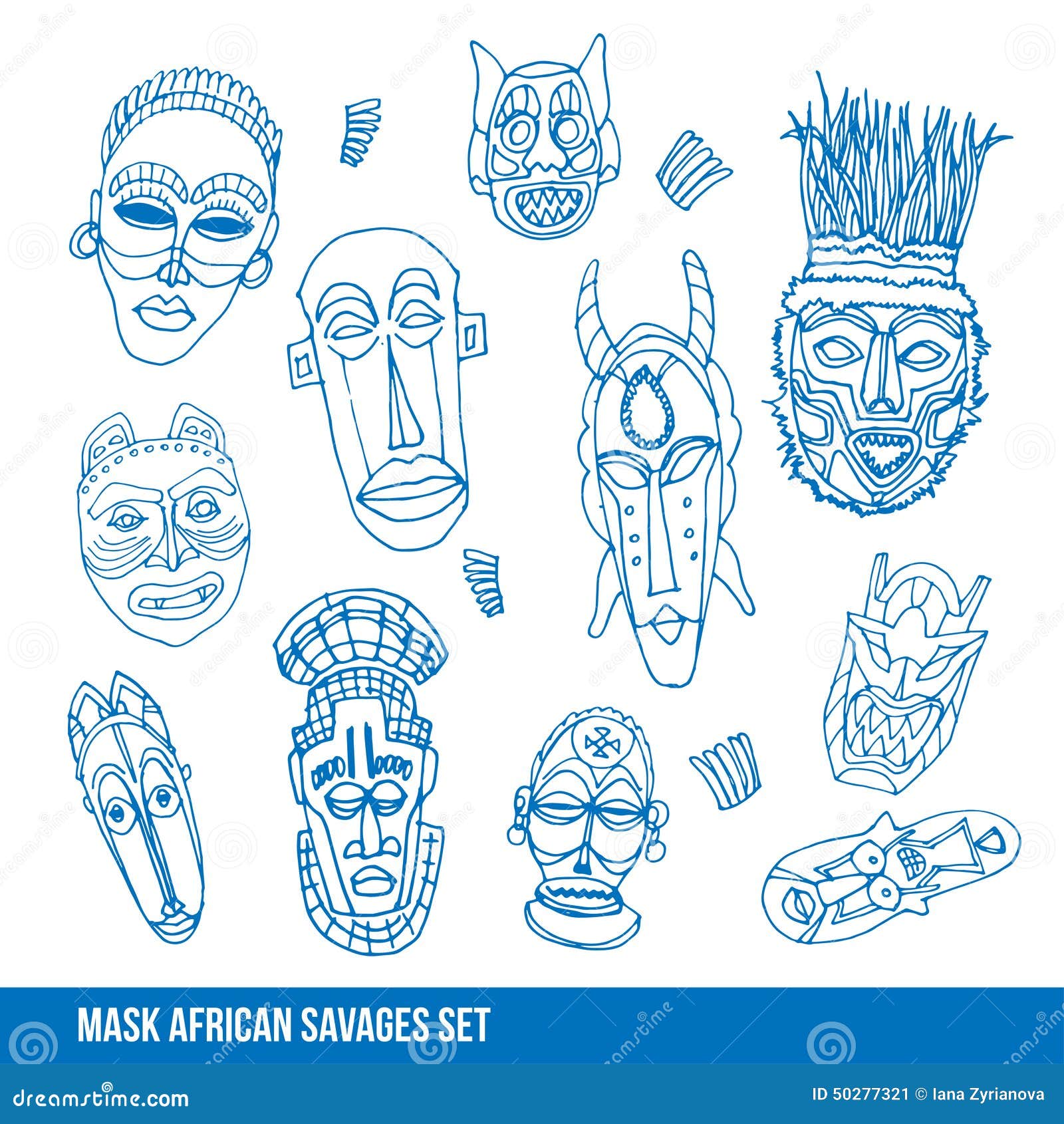 African mask stock vector. Illustration of handdrawn - 50277321