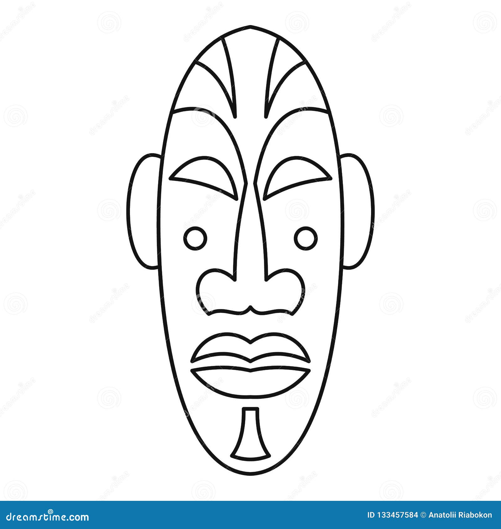 African Mask Icon, Outline Style Stock Vector - Illustration of ethnic ...