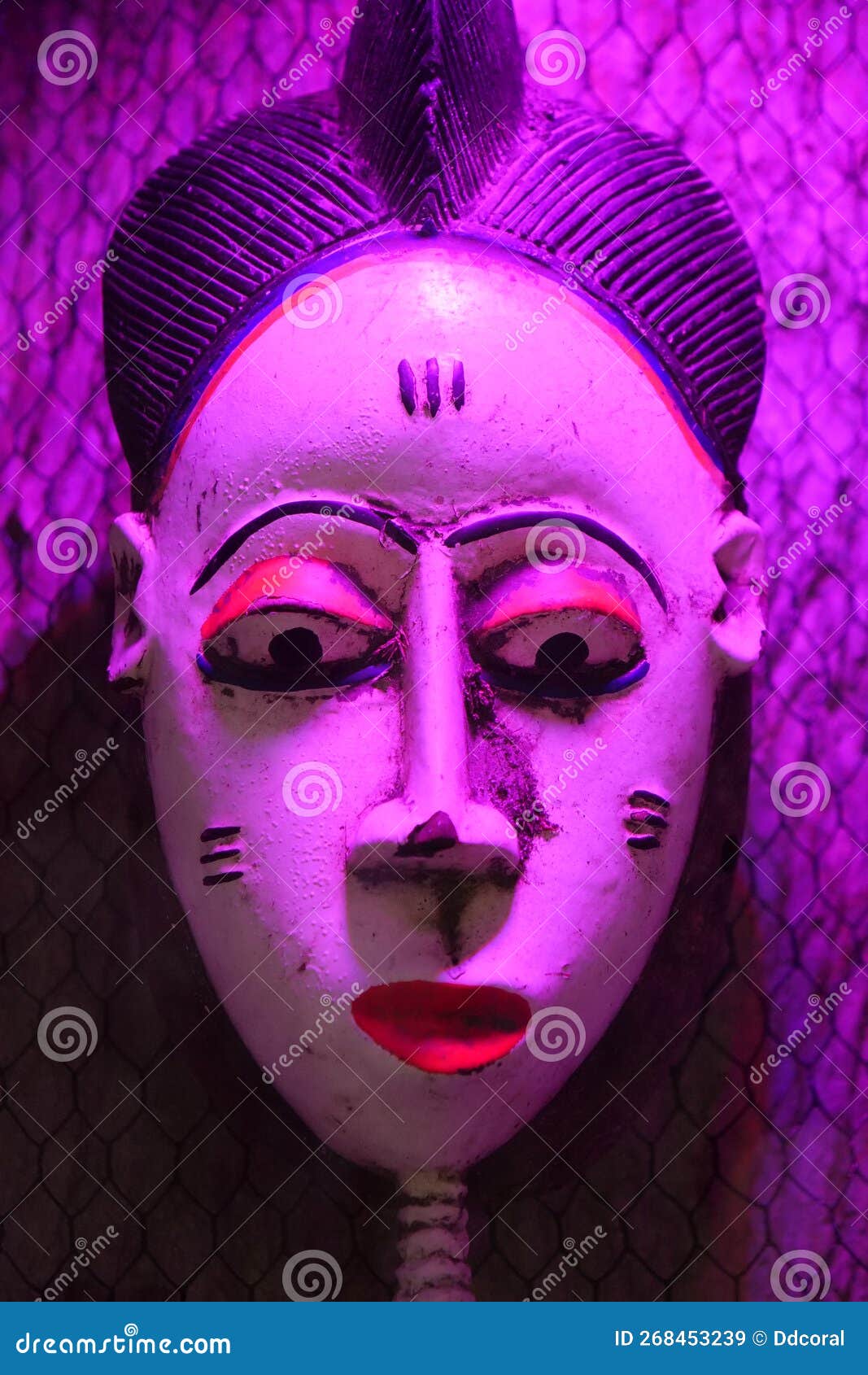 African Mask Under Violet Light Stock Image - Image of african ...