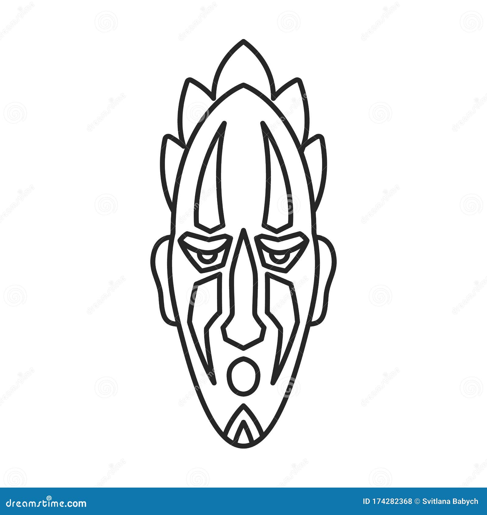 African Mask Vector Icon.Outline Vector Icon Isolated on White ...