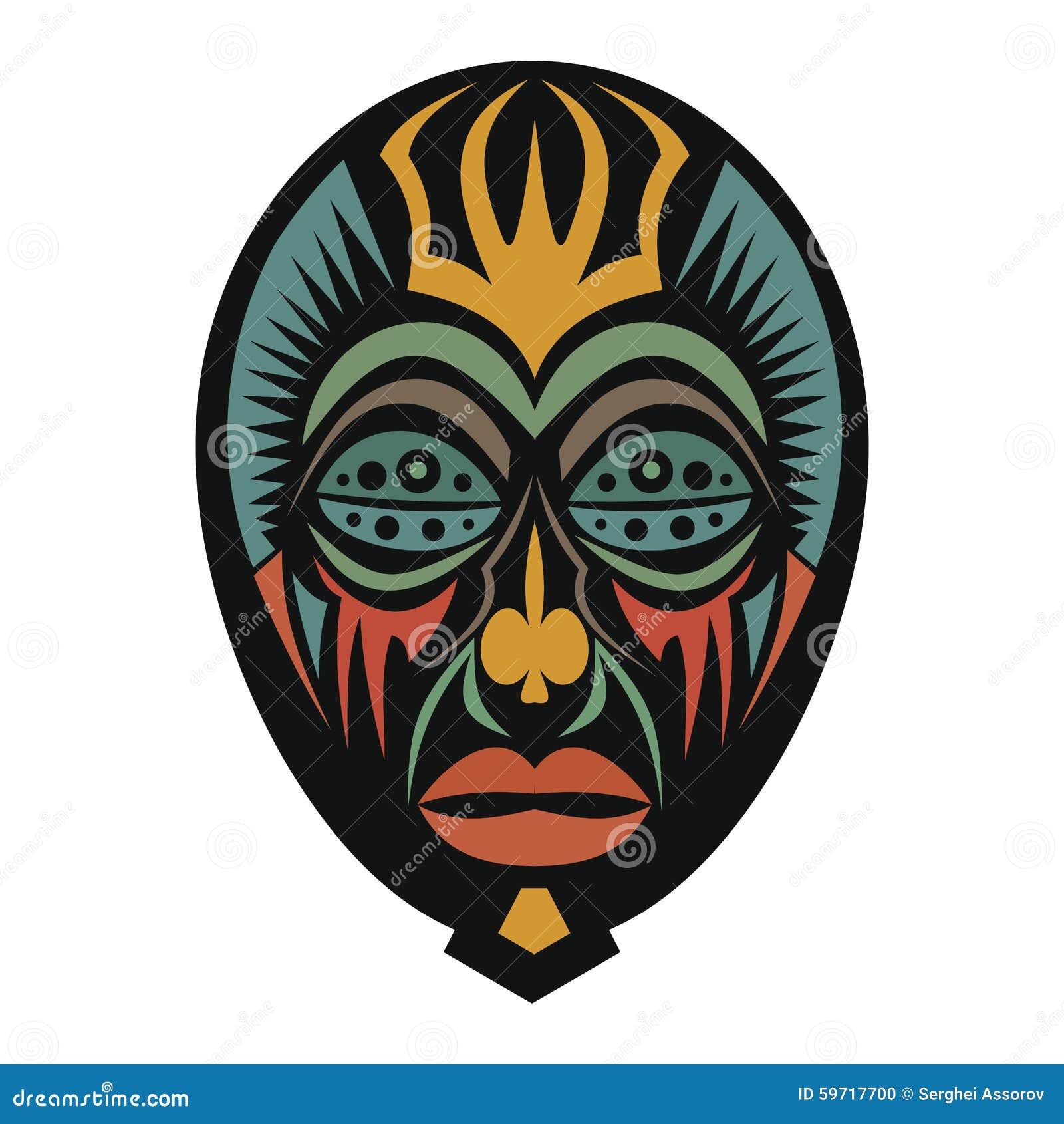 African Mask on a White Background Stock Vector - Illustration of ...