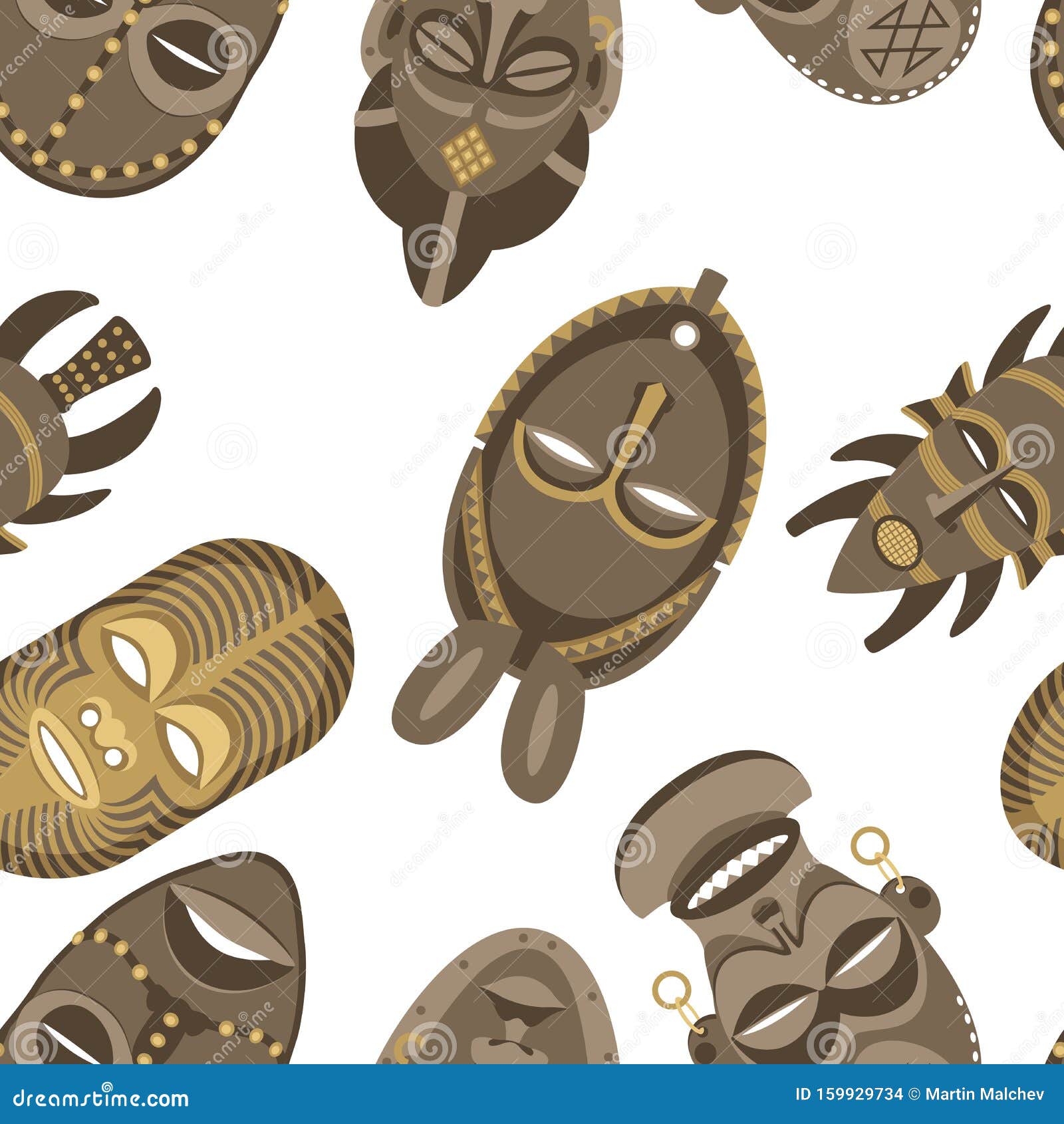 African Masks Pattern stock vector. Illustration of craft - 159929734