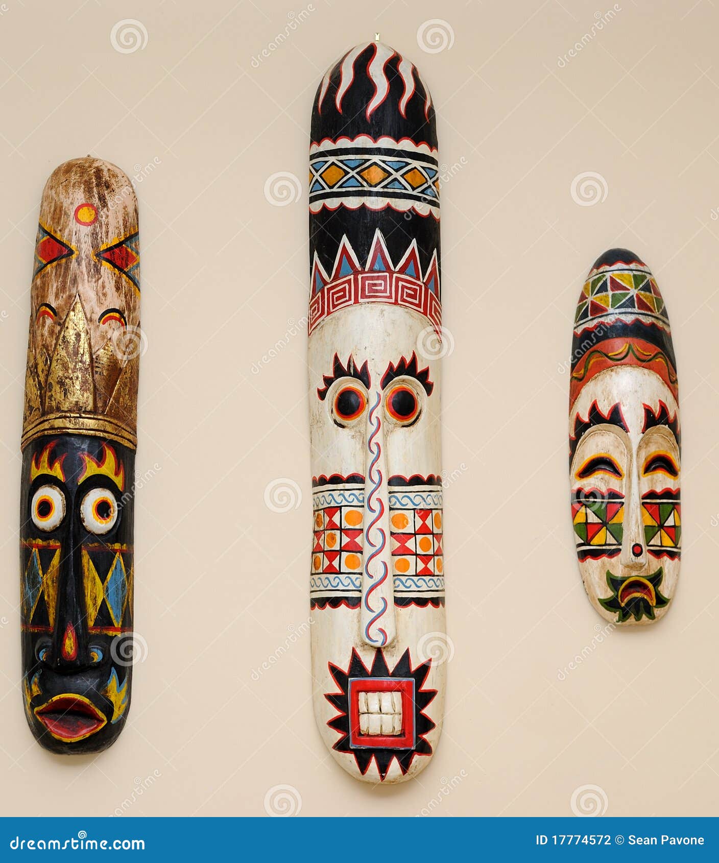 African Masks On A Wall Royalty-Free Stock Image | CartoonDealer.com ...
