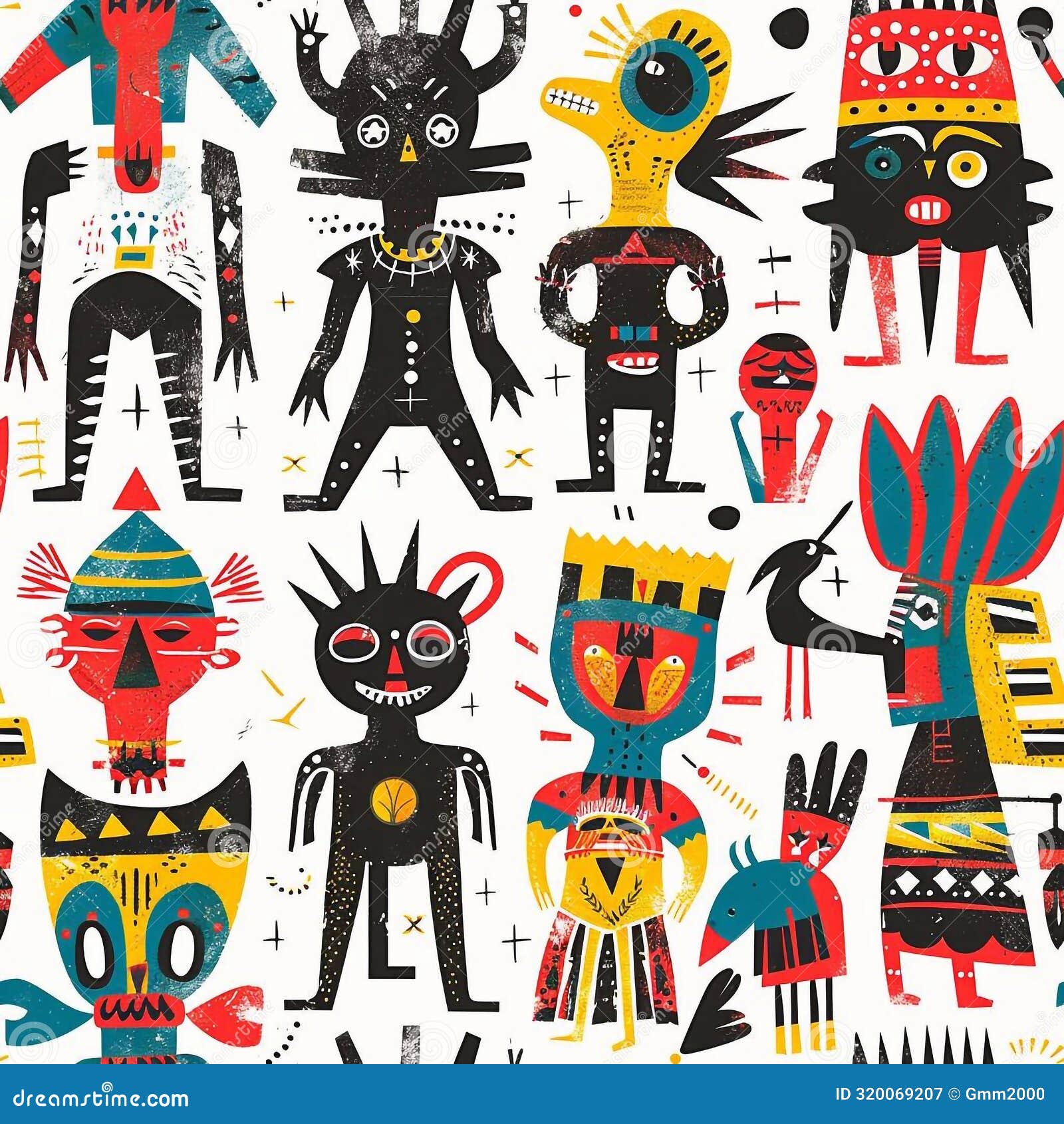 African Native Art Character Design Pattern Seamless Generative Ai Art ...