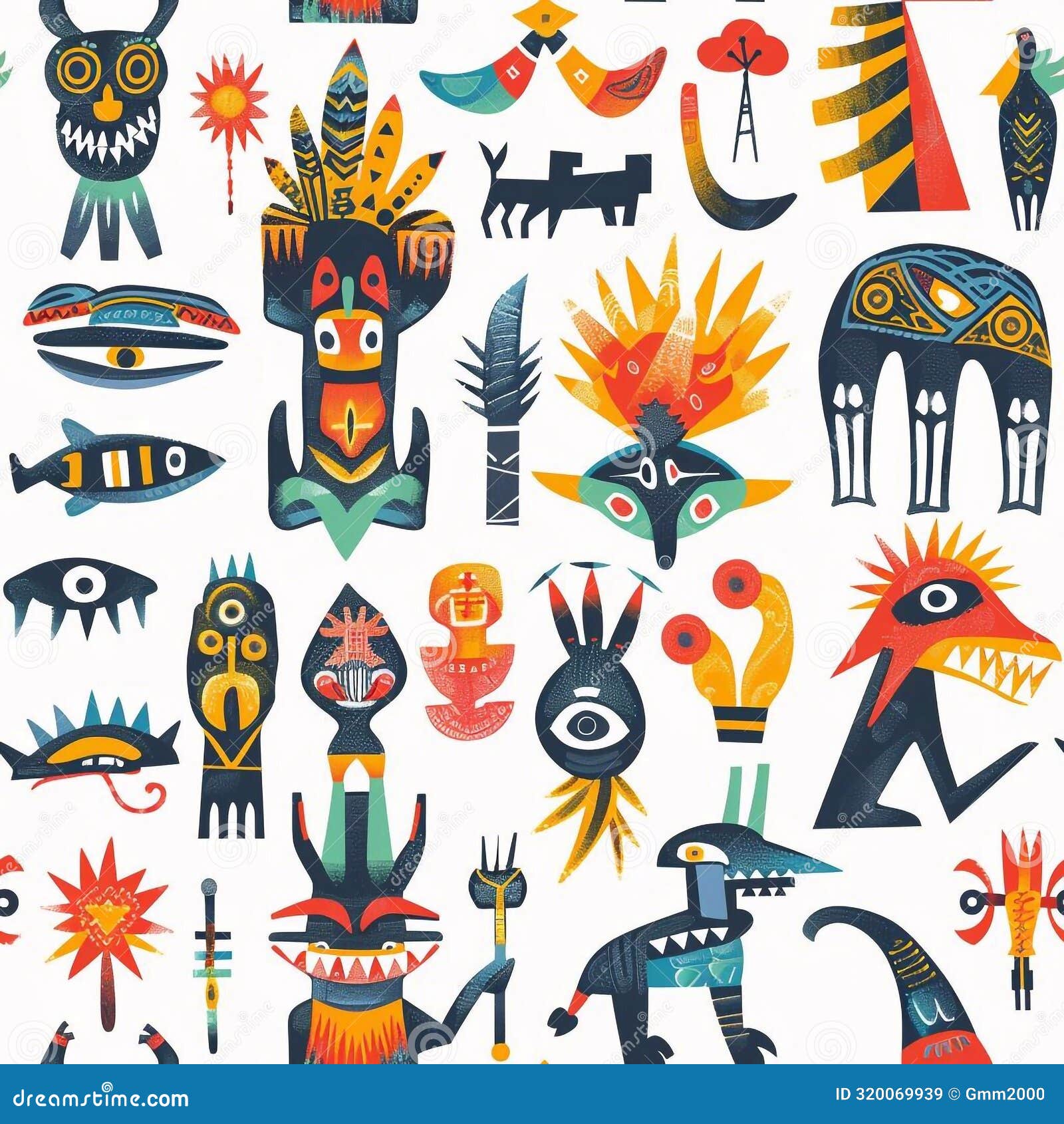 African Native Art Character Design Pattern Seamless Generative Ai Art ...