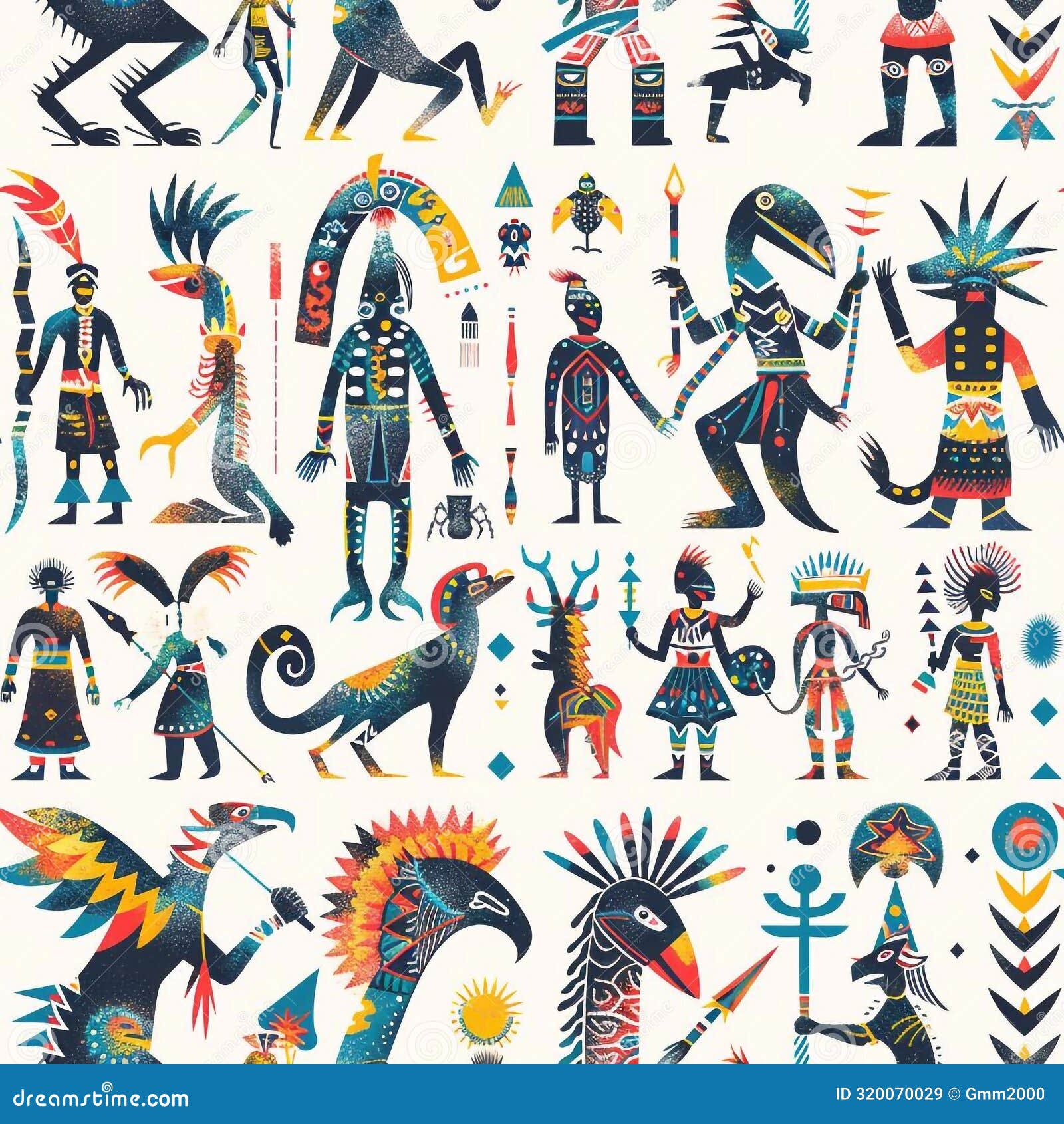 African Native Art Character Design Pattern Seamless Generative Ai Art ...