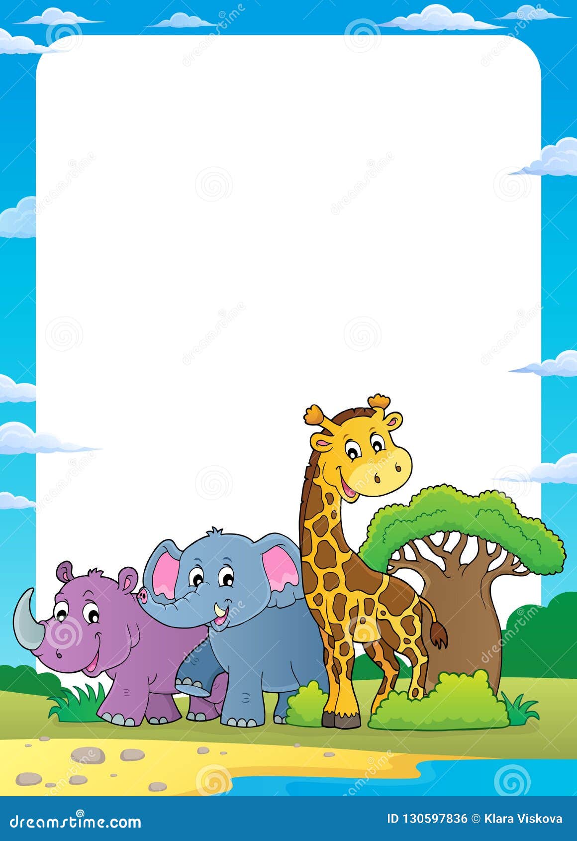African Nature Theme Frame 1 Stock Vector - Illustration of mammal ...
