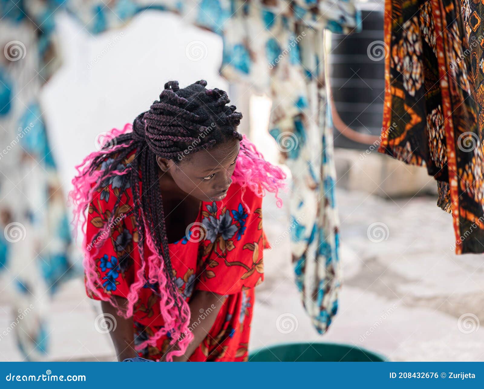 African Woman Hand Washing a Laundry Outdoors Stock Photo - Image of ...