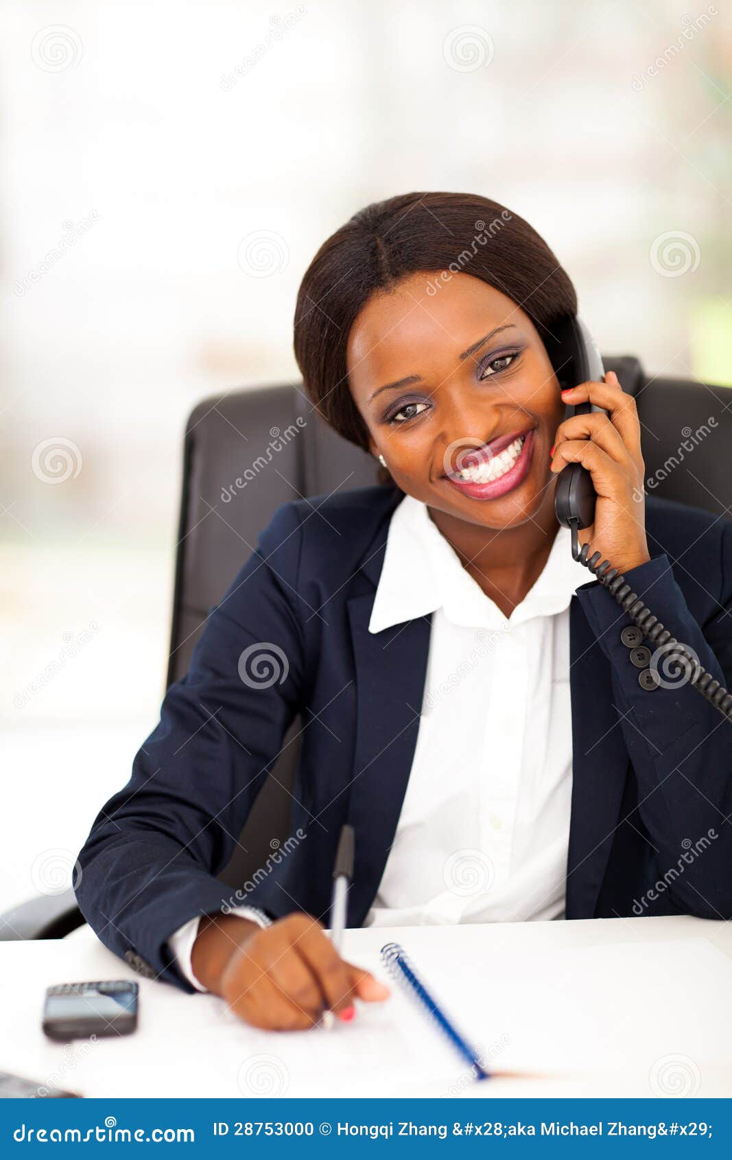African Office Worker Phone Stock Photo - Image of collar, intern: 28753000