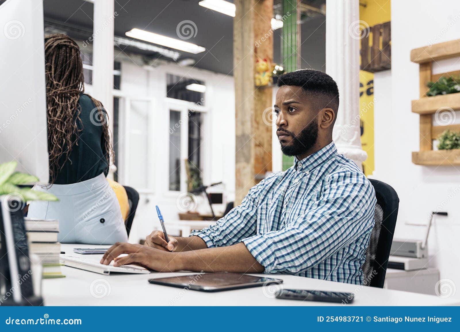 African Office Worker Using Computer Stock Image - Image of multiethnic ...