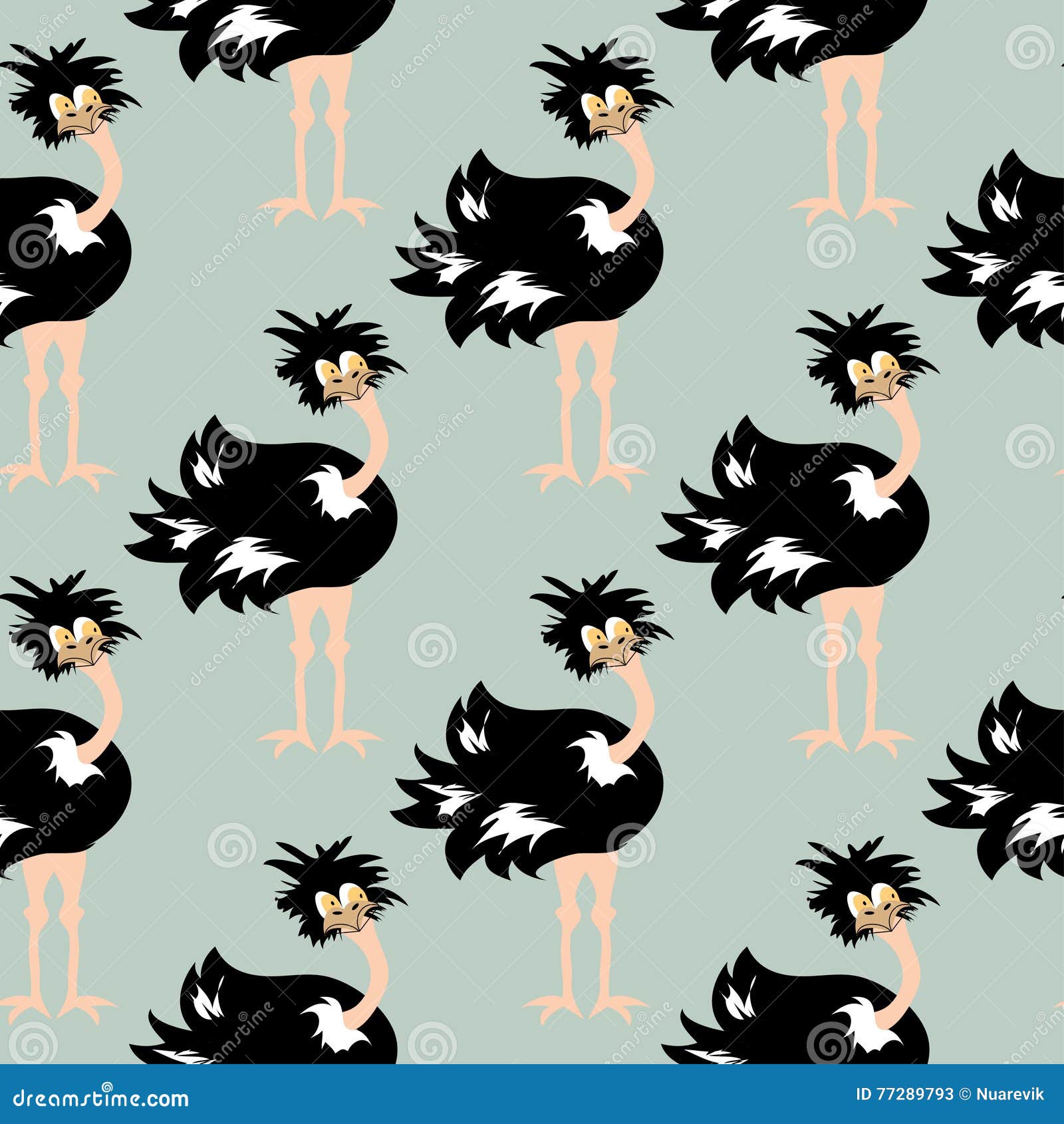 African Ostrich Baby Seamless Pattern Stock Illustration - Illustration ...