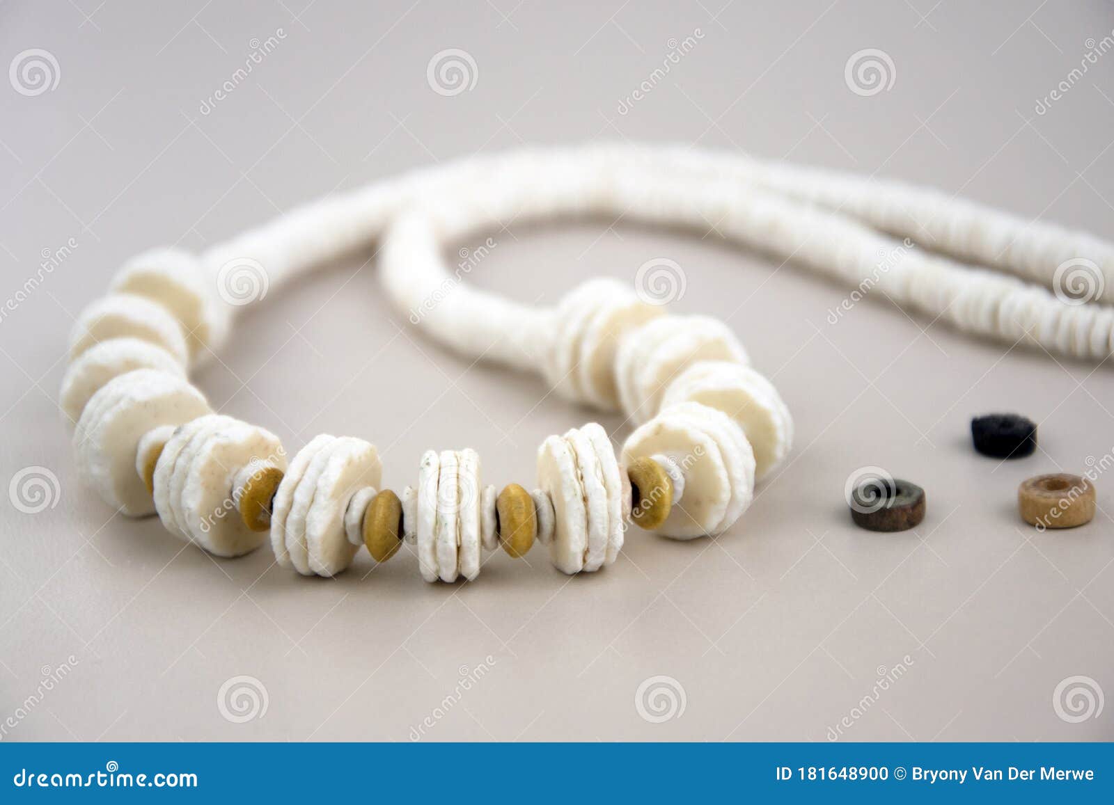 African Ostrich Eggshell Necklace and Wooden Beads Stock Photo - Image ...