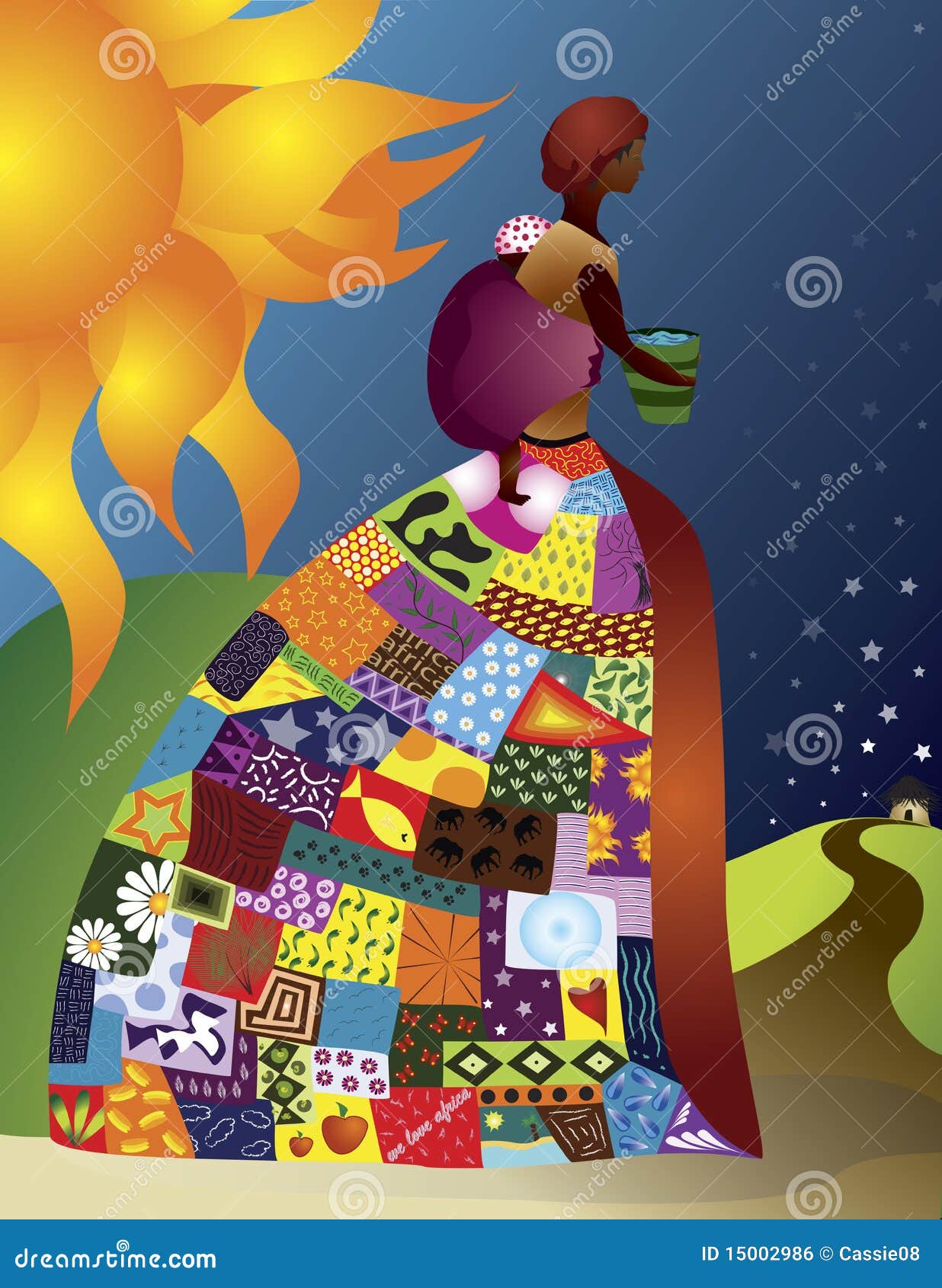 African patchwork lady stock illustration. Illustration of colour ...