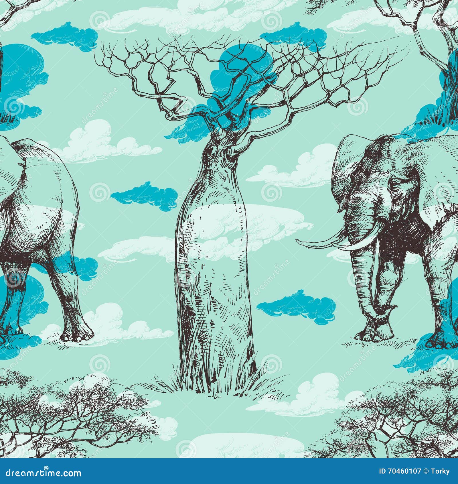 African Iconic Tree Vector Baobab Set Adansonia Gregorii Silhouette