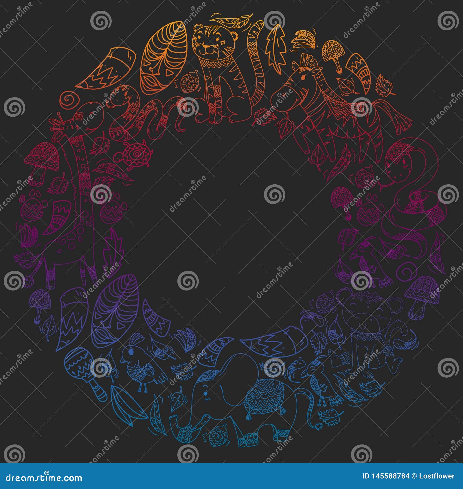 African Pattern with Tribal Elements and Animals Stock Vector ...