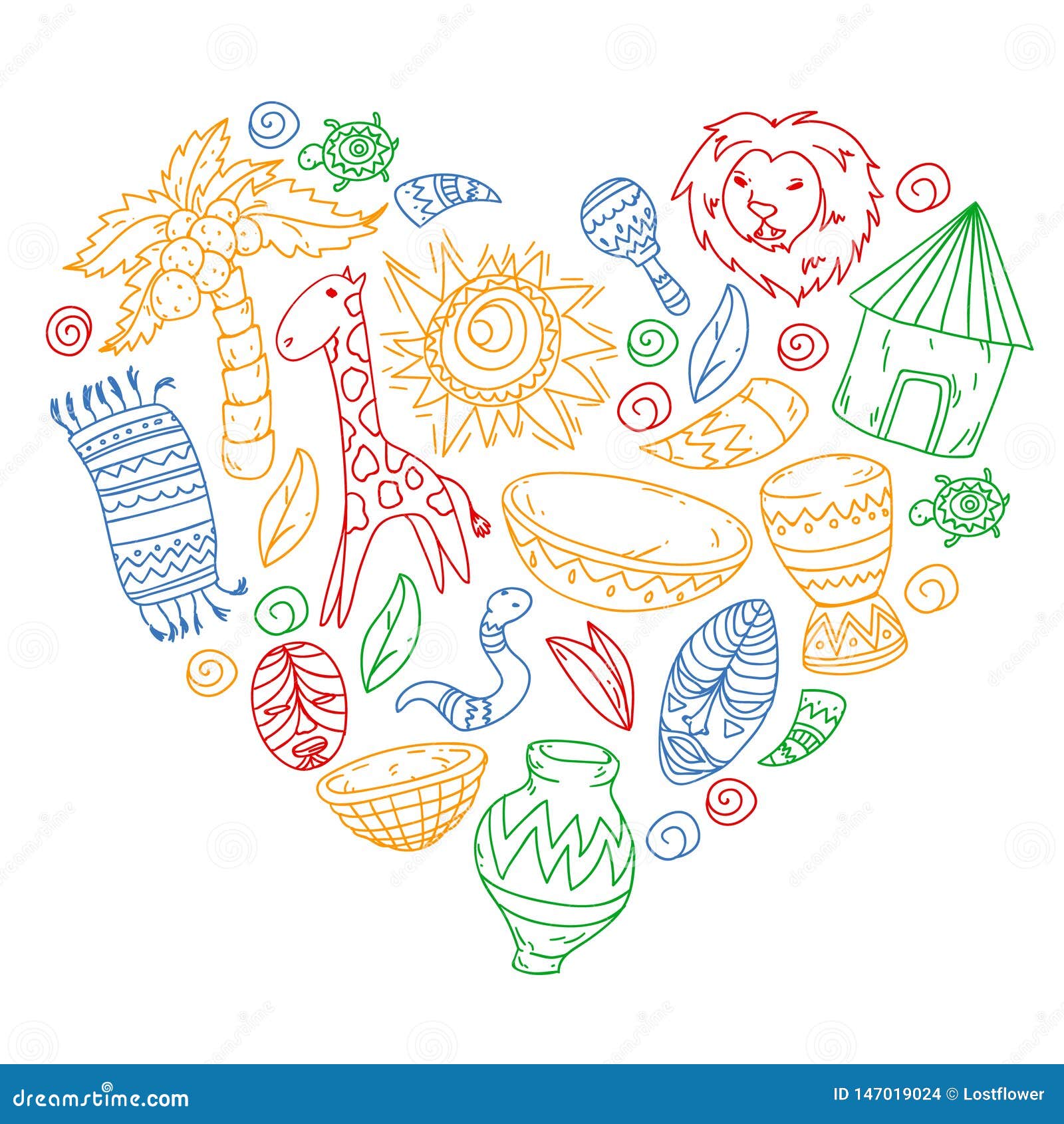 African Pattern with Tribal Elements and Animals Stock Vector ...