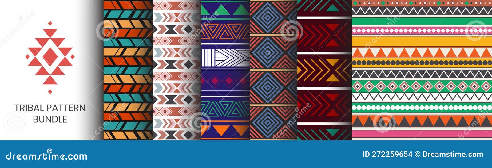 Collection of Tribal Native Indigenous. Seamless Patterns. Stock ...