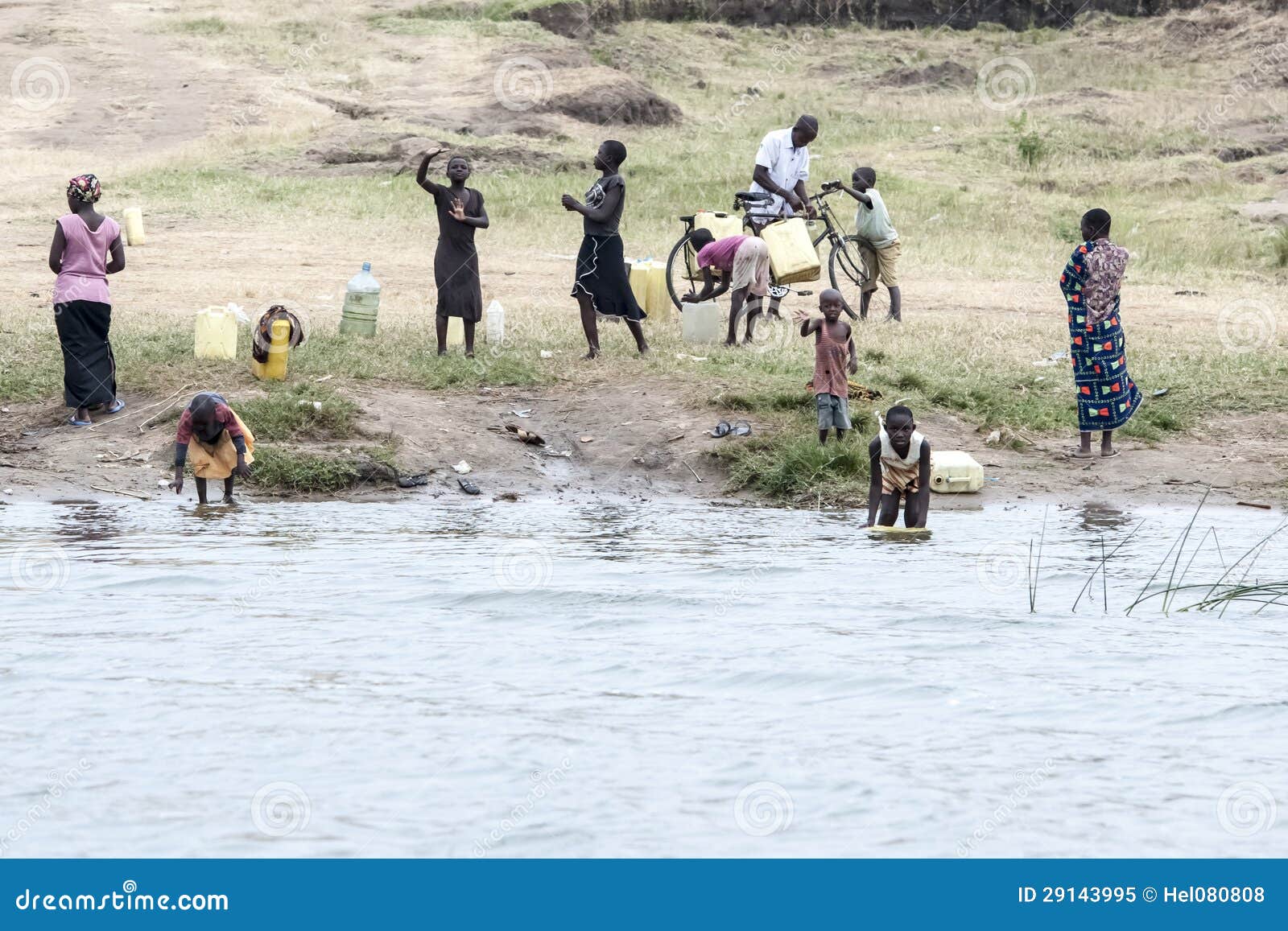 African People Getting Water from River for Home, Uganda Editorial ...