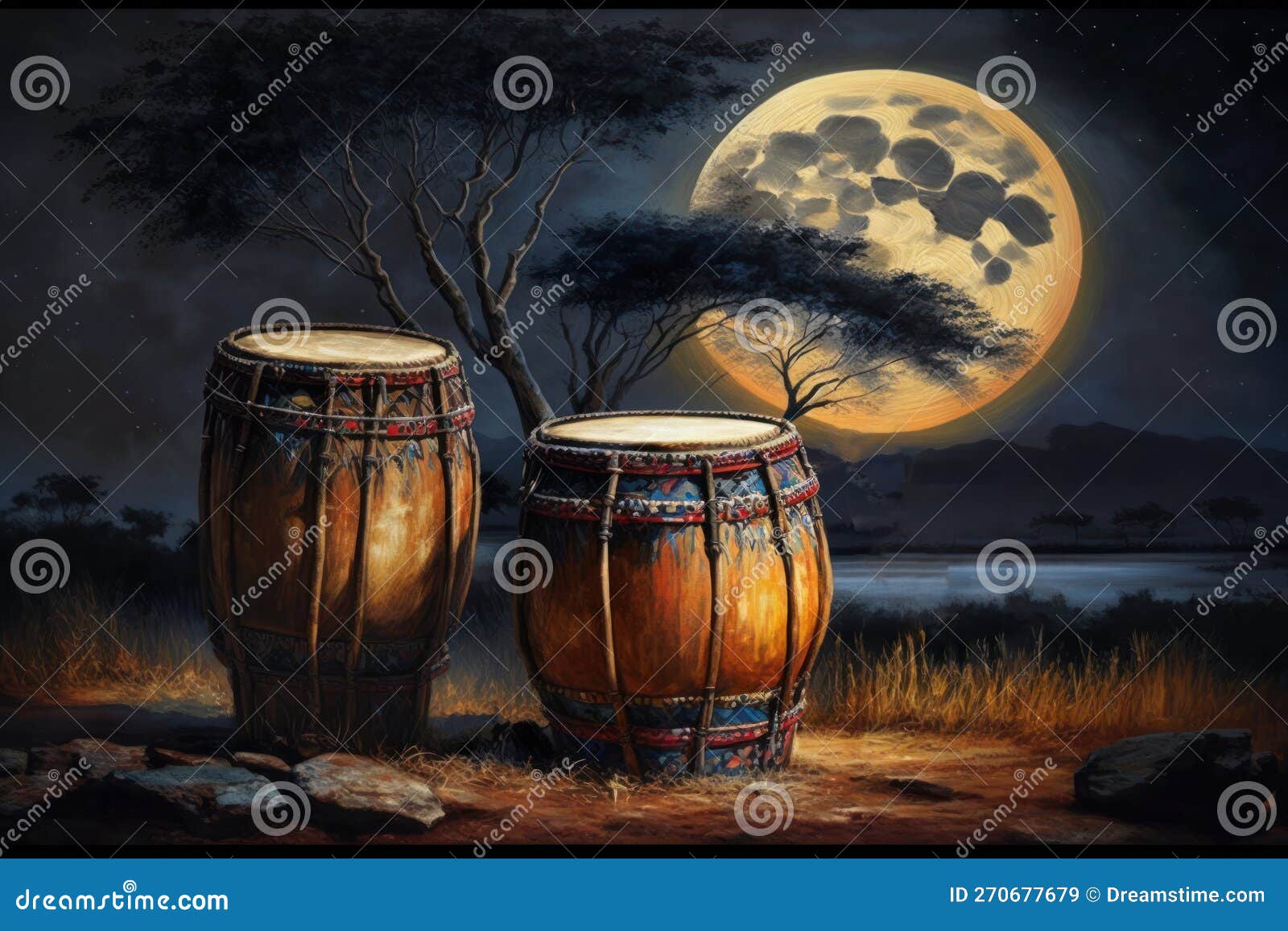 African Percussion Instruments. Created with Generative AI Technology ...