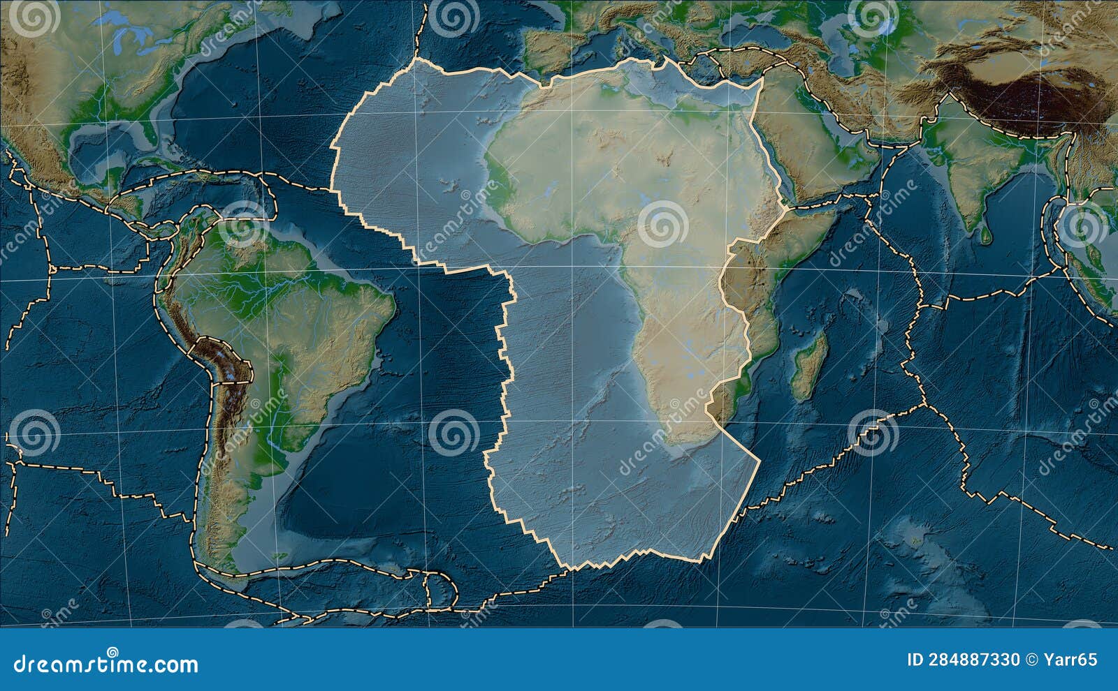 African Plate - Boundaries. Physical Map Stock Illustration ...