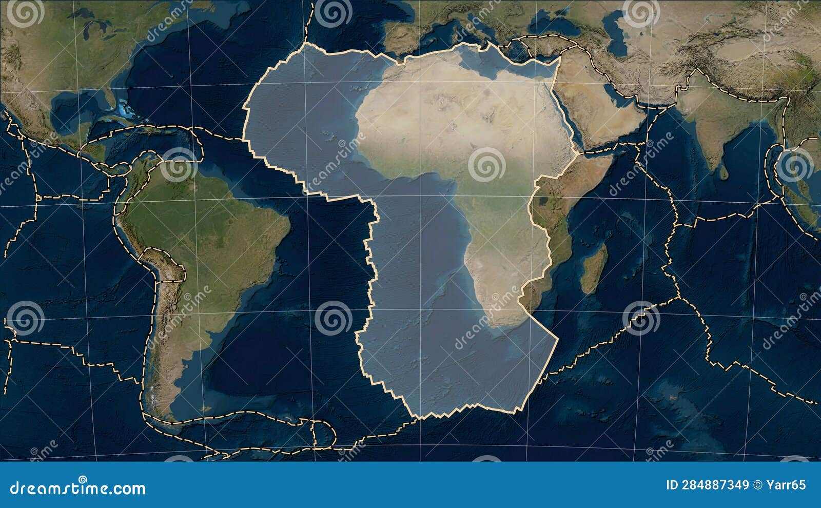African Plate - Boundaries. Satellite Map Stock Illustration ...