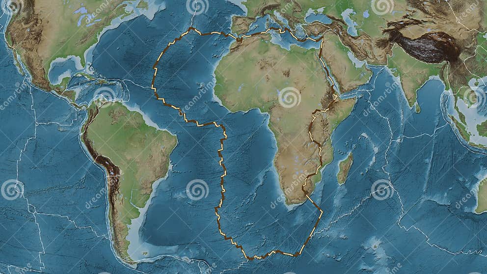 African Plate Dashed. Fahey. Topografic Stock Illustration ...