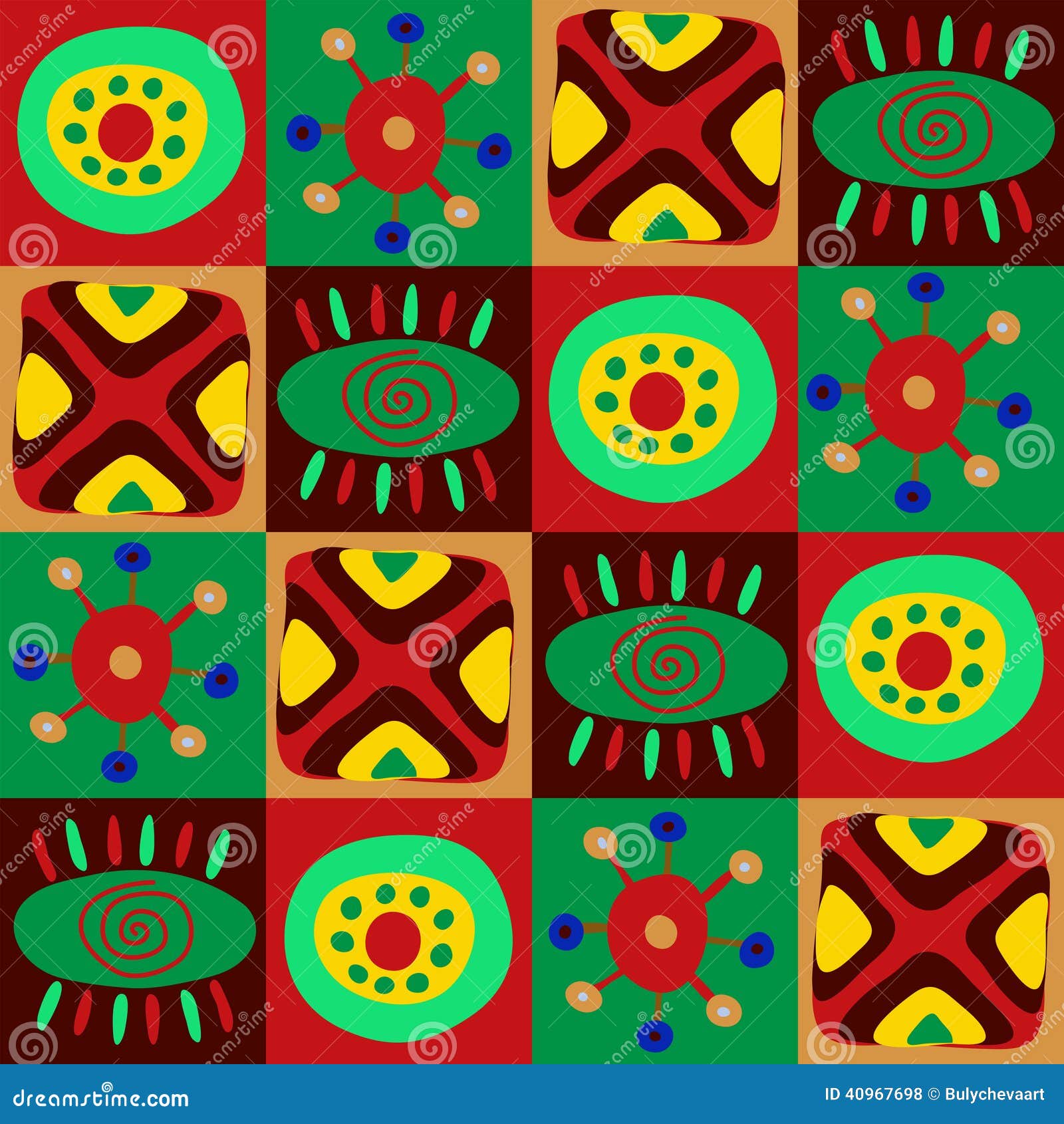 African Primitive Pattern in Squares Stock Vector - Illustration of ...