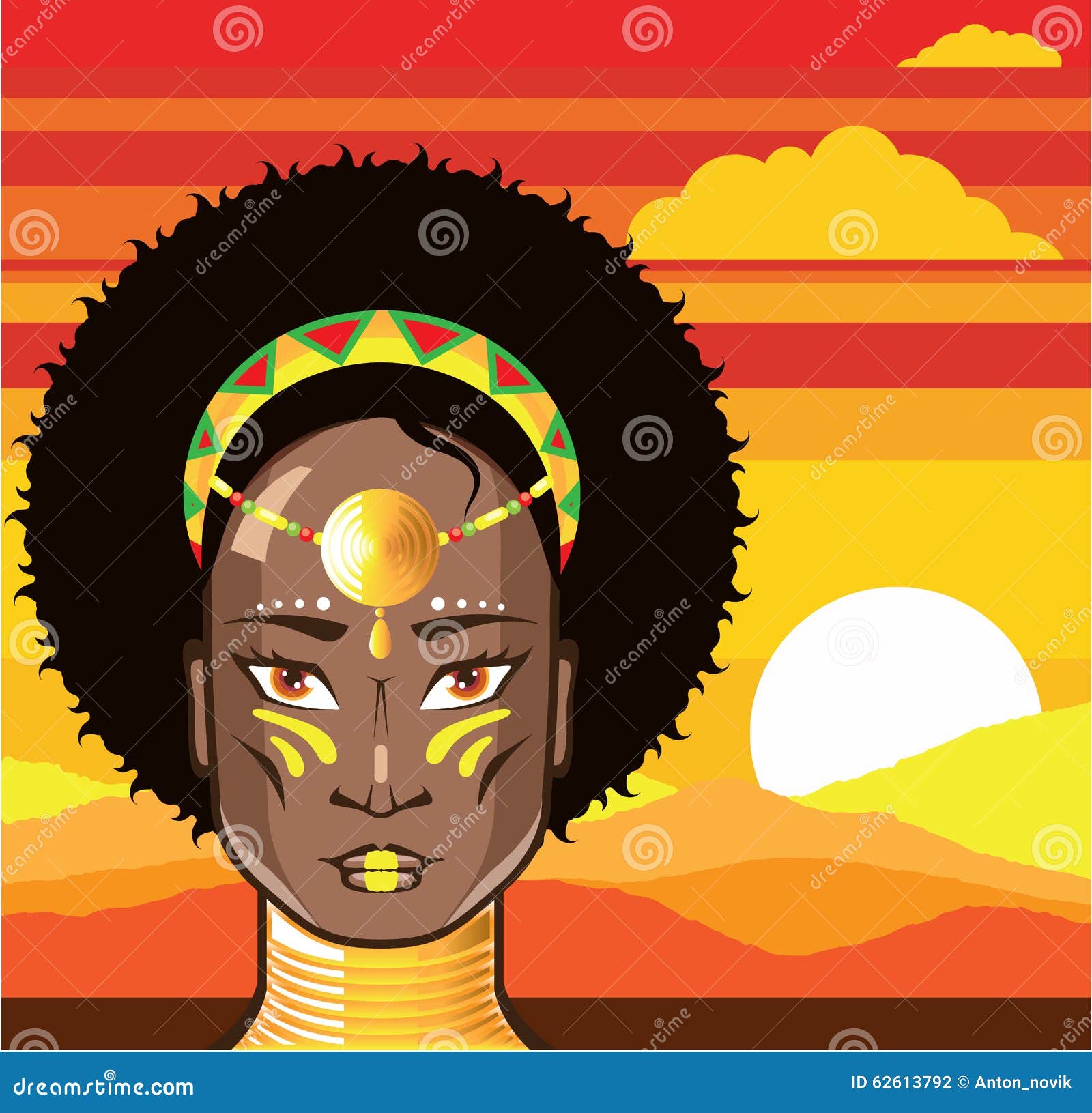 African Princess Illustration Stock Vector - Illustration of hair ...