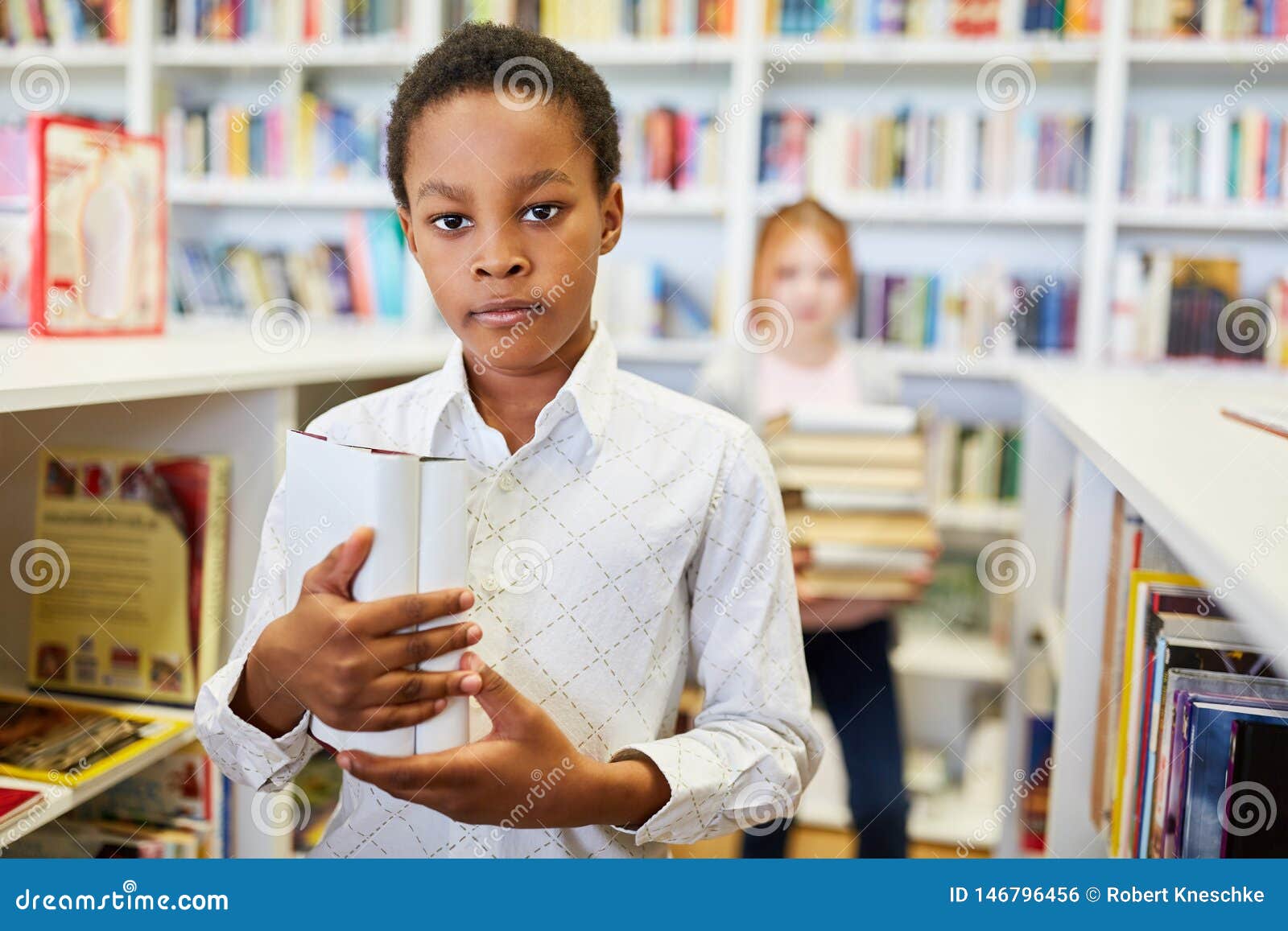 African Pupil in the Library Stock Photo - Image of bookstore, class ...