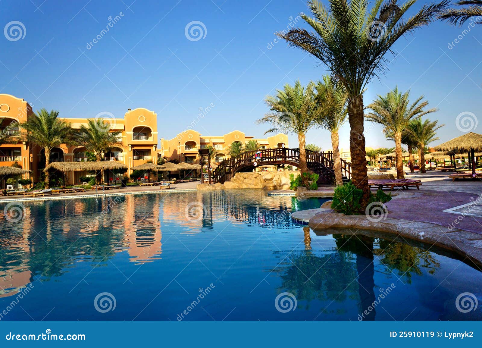 African Resort, Swimming Pool. Stock Image - Image of handrail, summer ...