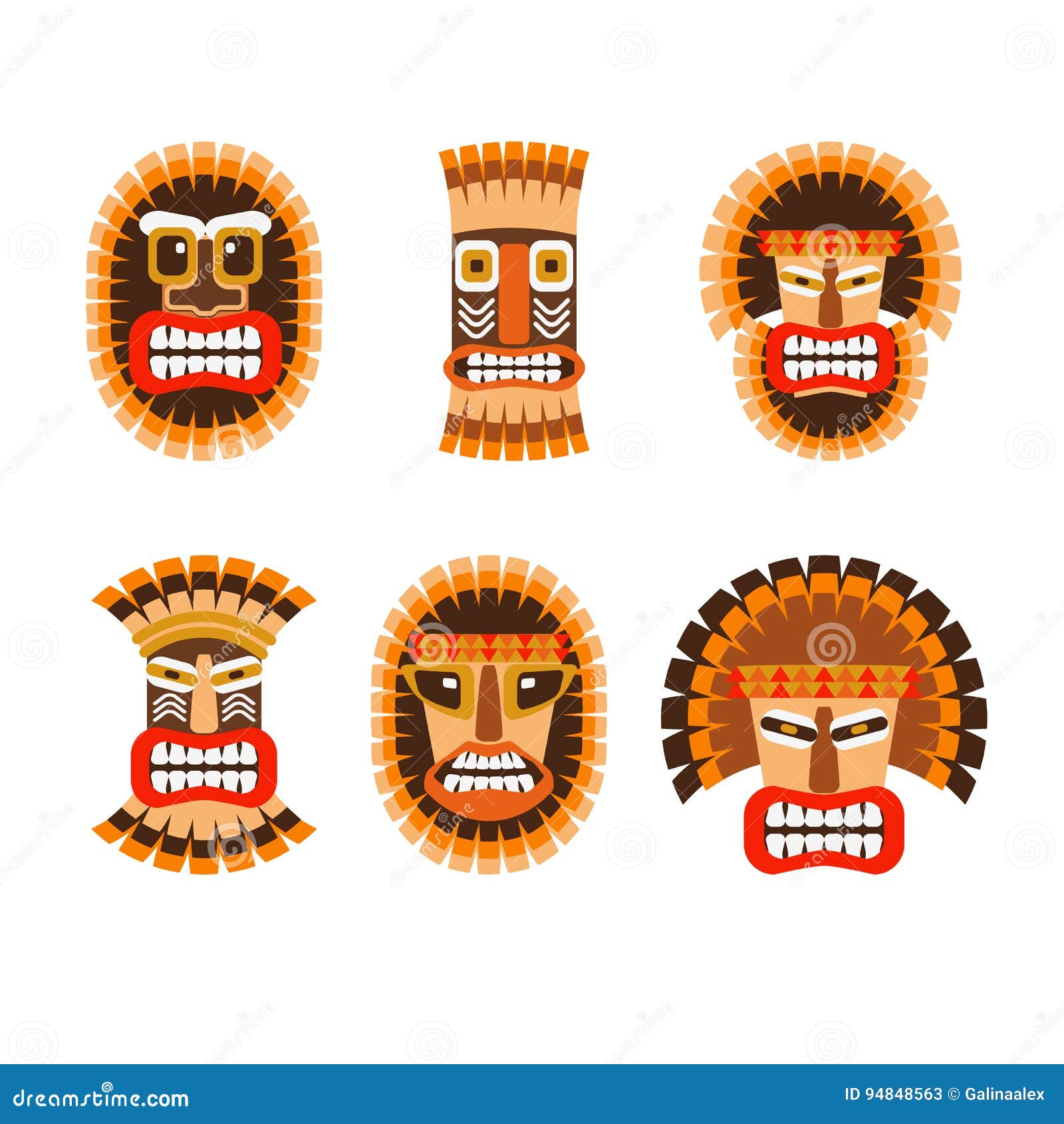 African ritual masks set stock vector. Illustration of design - 94848563