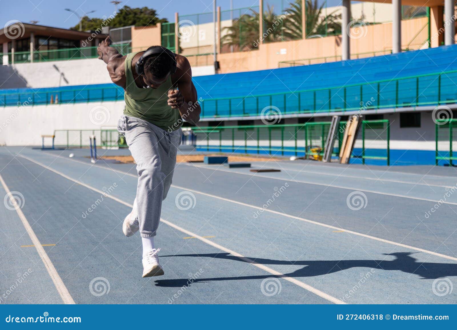 Runner Starting a Race on an Athletics Track Stock Photo - Image of ...