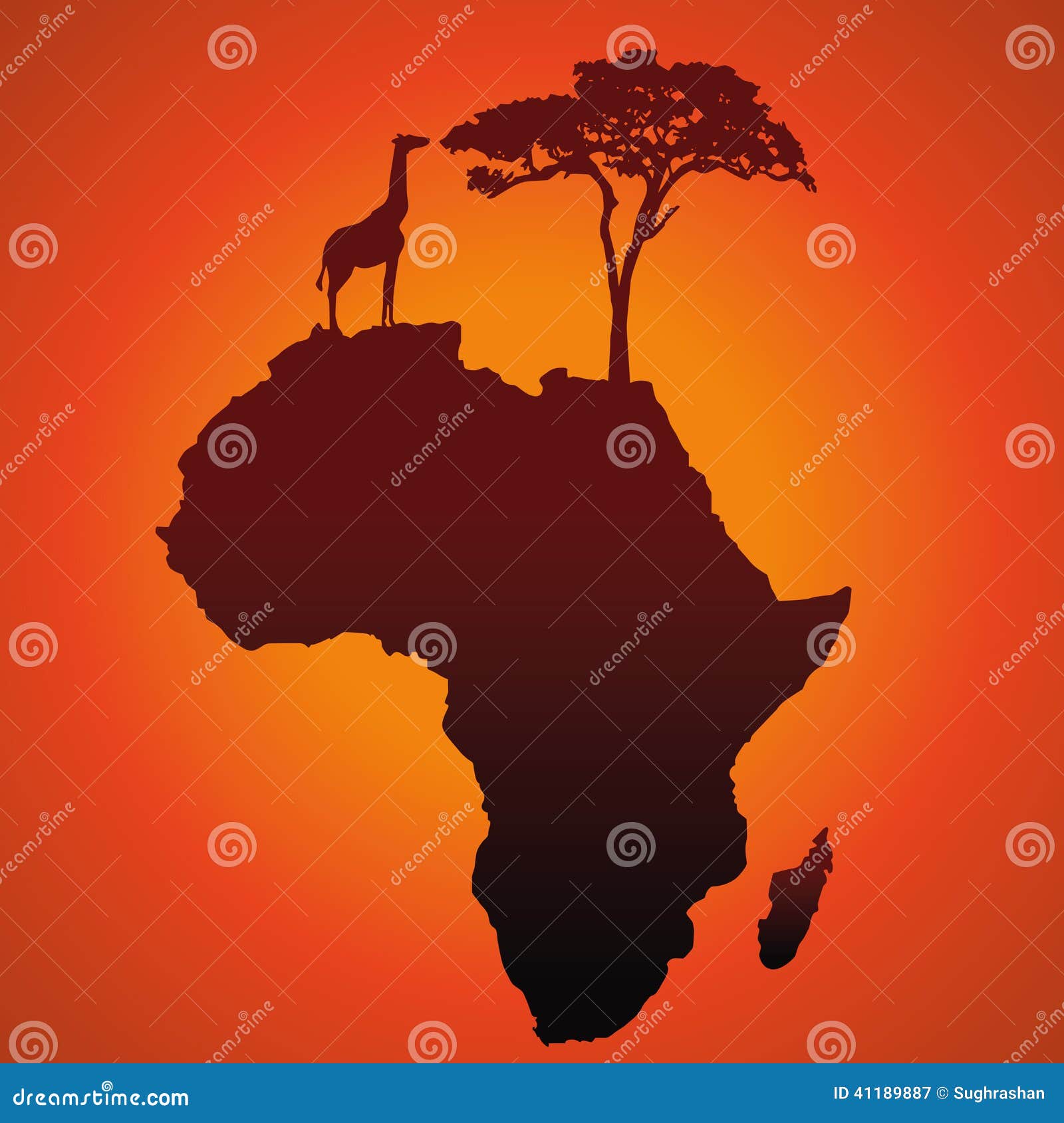 African Safari Map Silhouette Vector Background Stock Vector ...