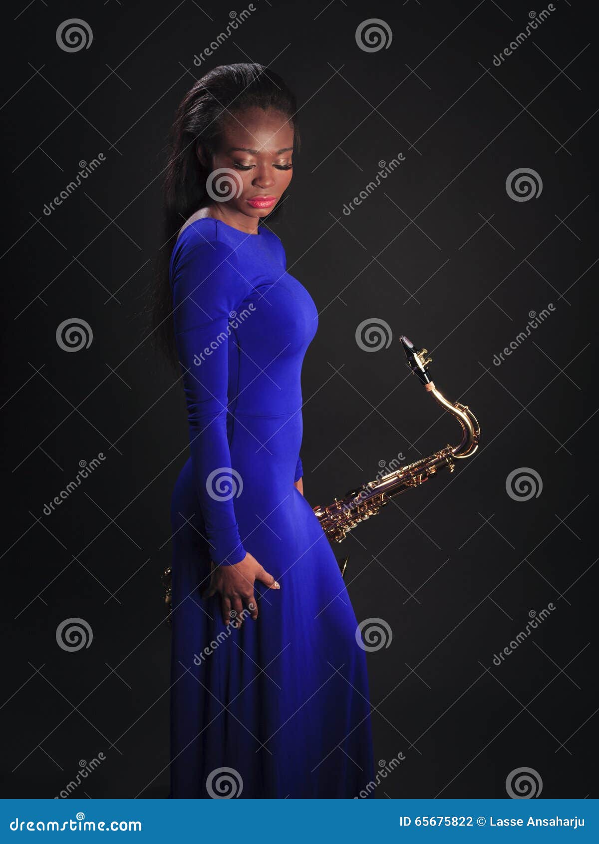 African Sax Lady stock photo. Image of indigo, attractive - 65675822