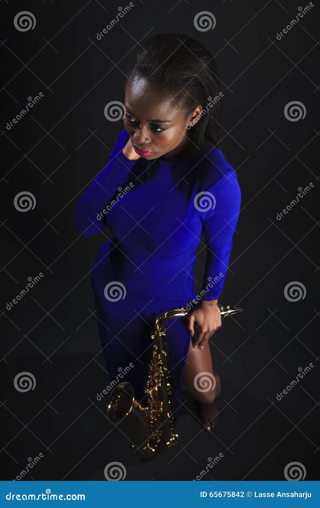 African Sax Lady stock photo. Image of lady, blue, music - 65675842