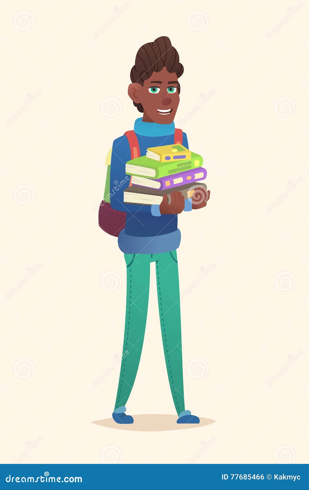African School Boy Stack of Books Stock Vector - Illustration of ...