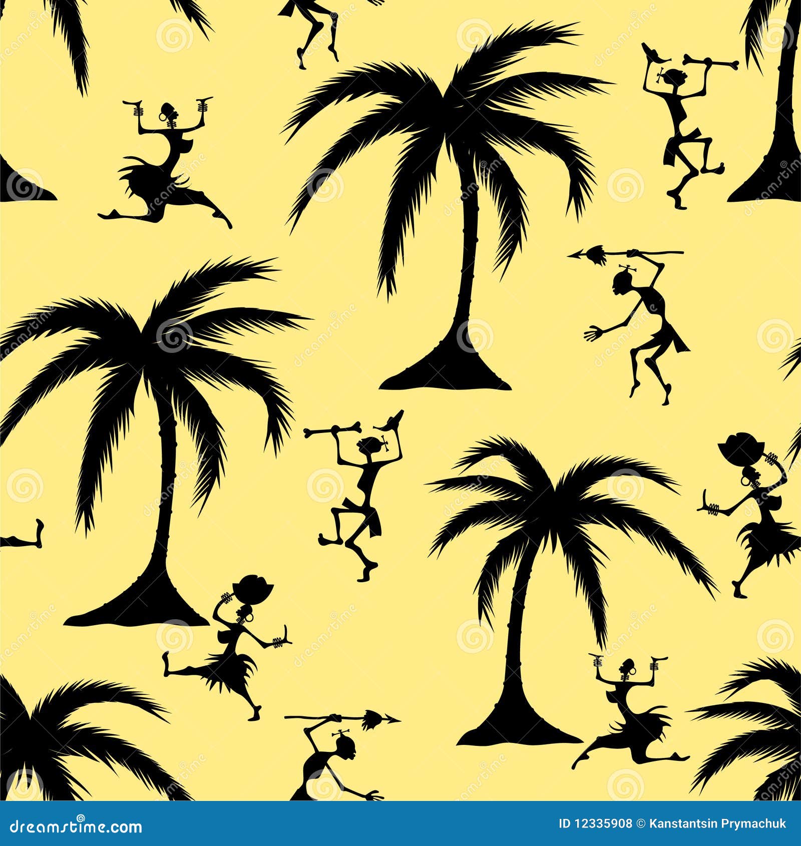 African seamless pattern stock vector. Illustration of tree - 12335908